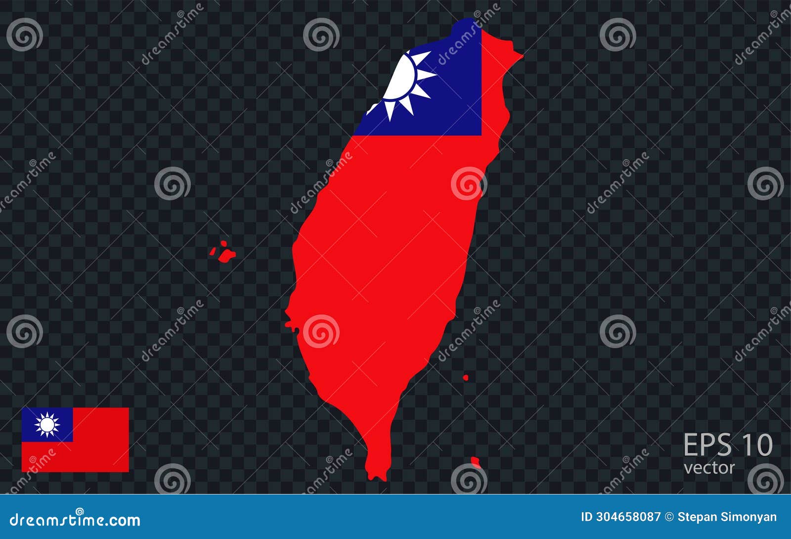 Vector Map of Taiwan. Vector Design Isolated on Grey Background.Web ...