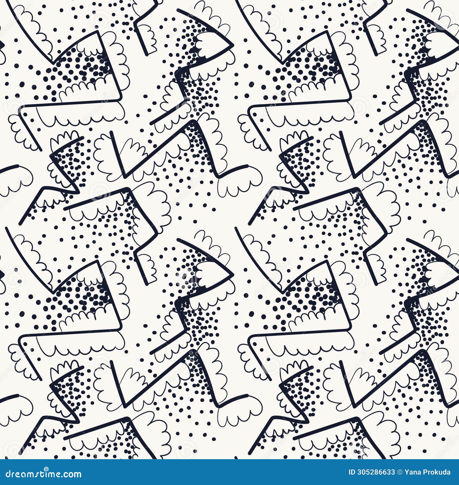 Seamless Vector Pattern with Waves and Dots Stock Illustration - Illustration of curved, grunge ...