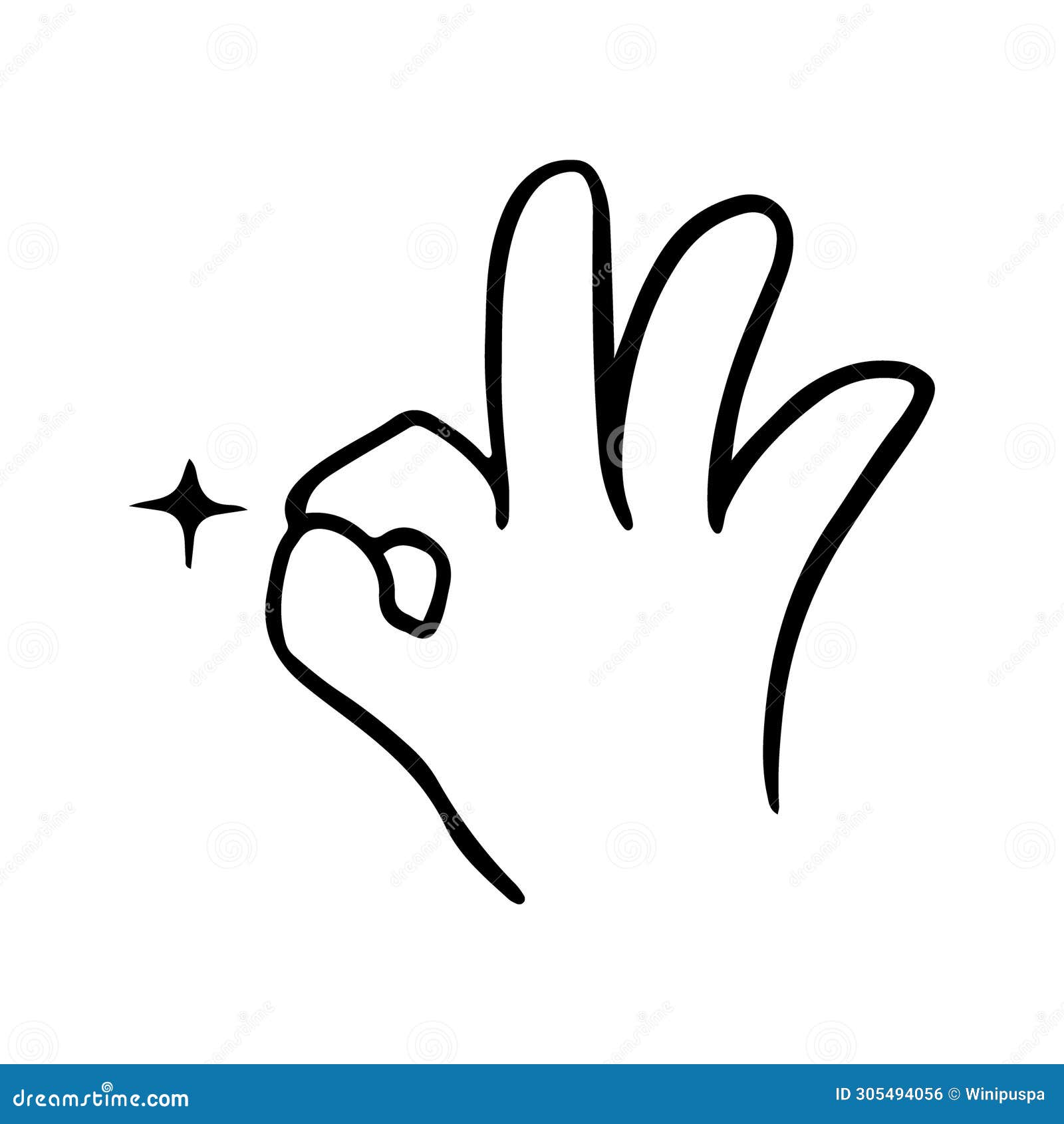 Kawaii Hand Gestures Sign and Symbol Isolated in White Background Stock ...