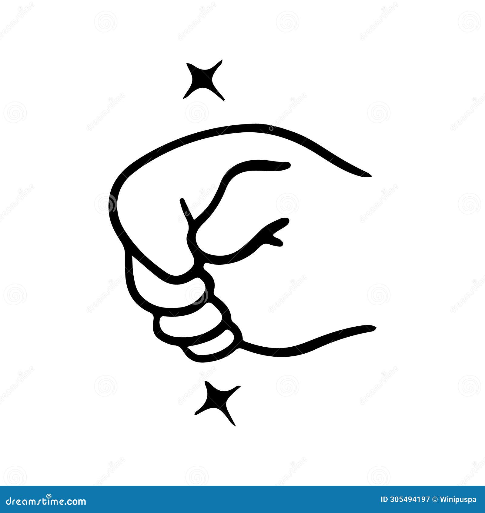 Kawaii Hand Gestures Sign and Symbol Isolated in White Background Stock ...
