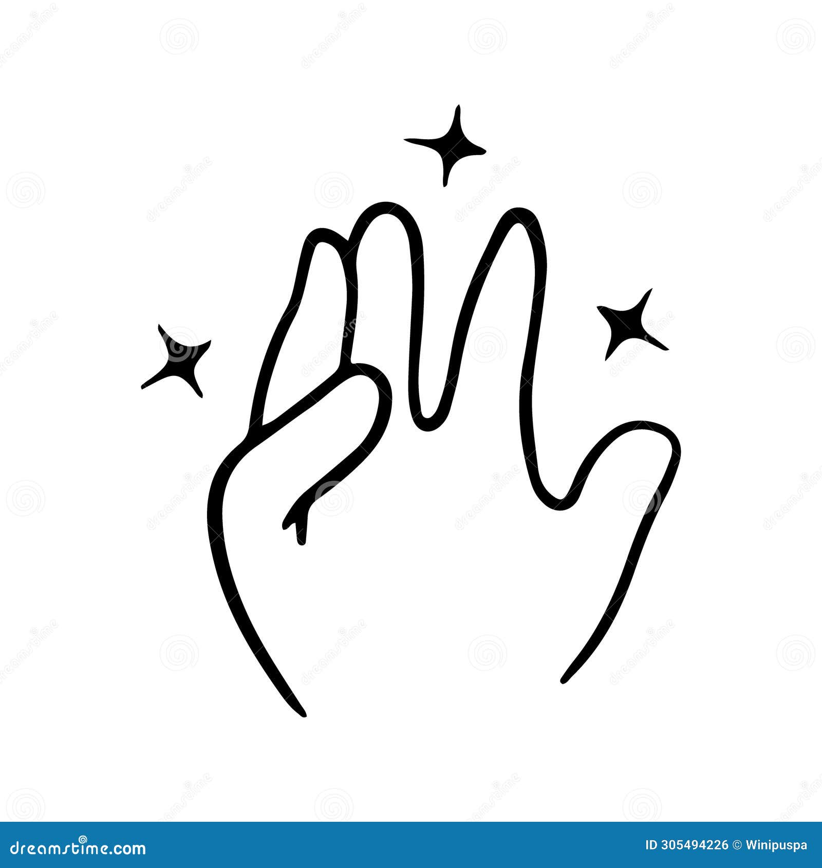 Kawaii Hand Gestures Sign and Symbol Isolated in White Background Stock ...