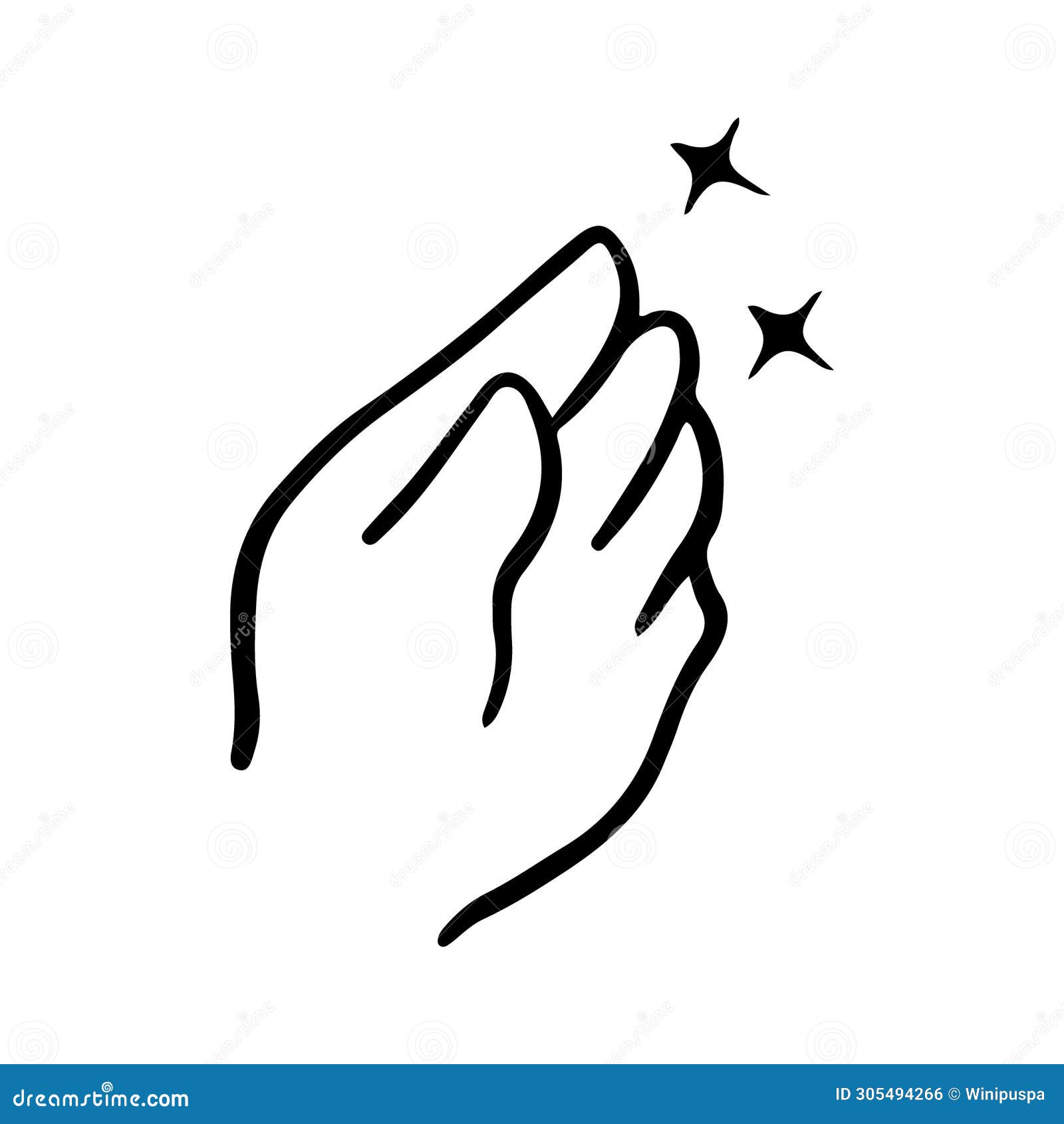 Kawaii Hand Gestures Sign and Symbol Isolated in White Background Stock ...