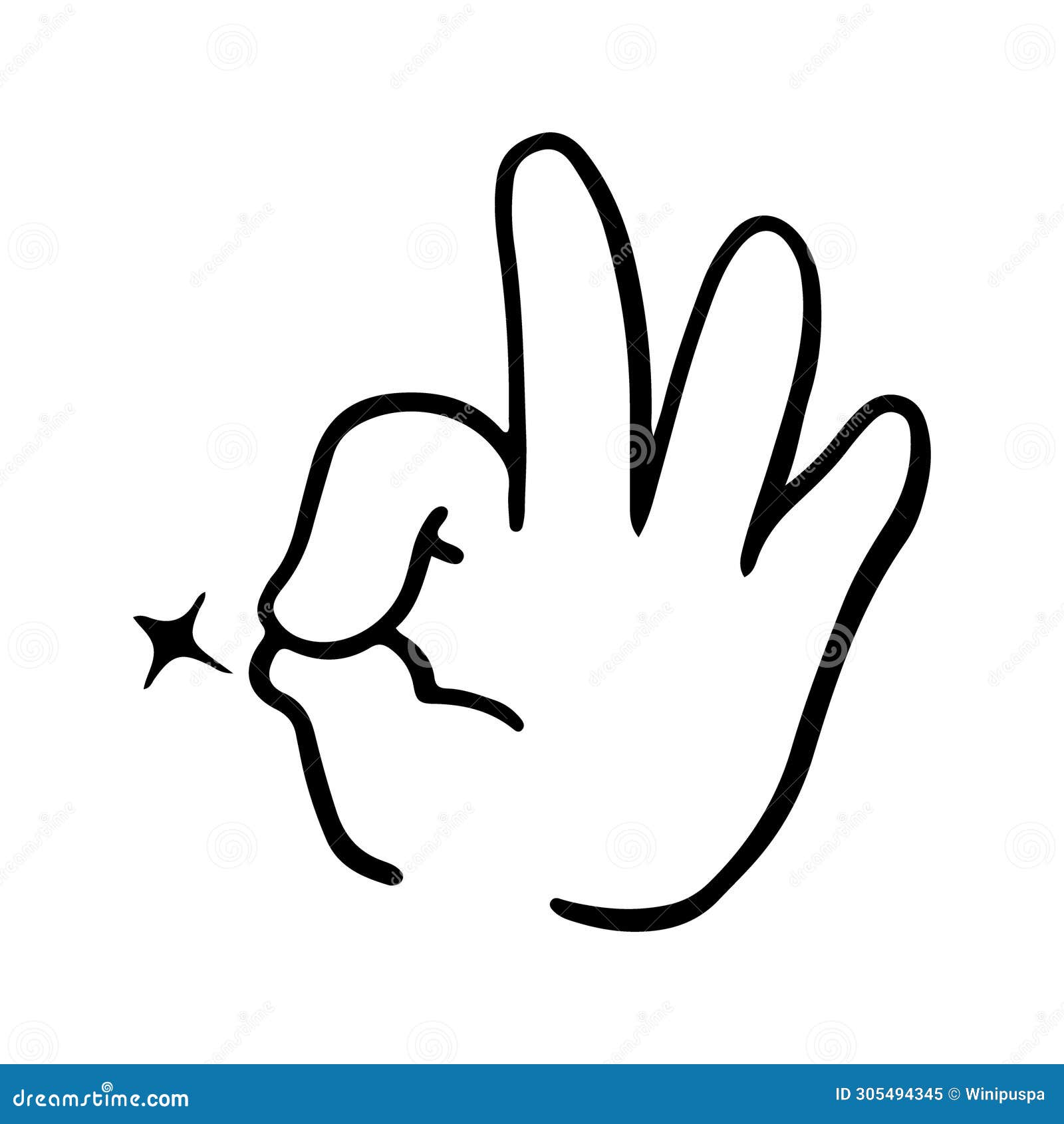 Kawaii Hand Gestures Sign and Symbol Isolated in White Background Stock ...