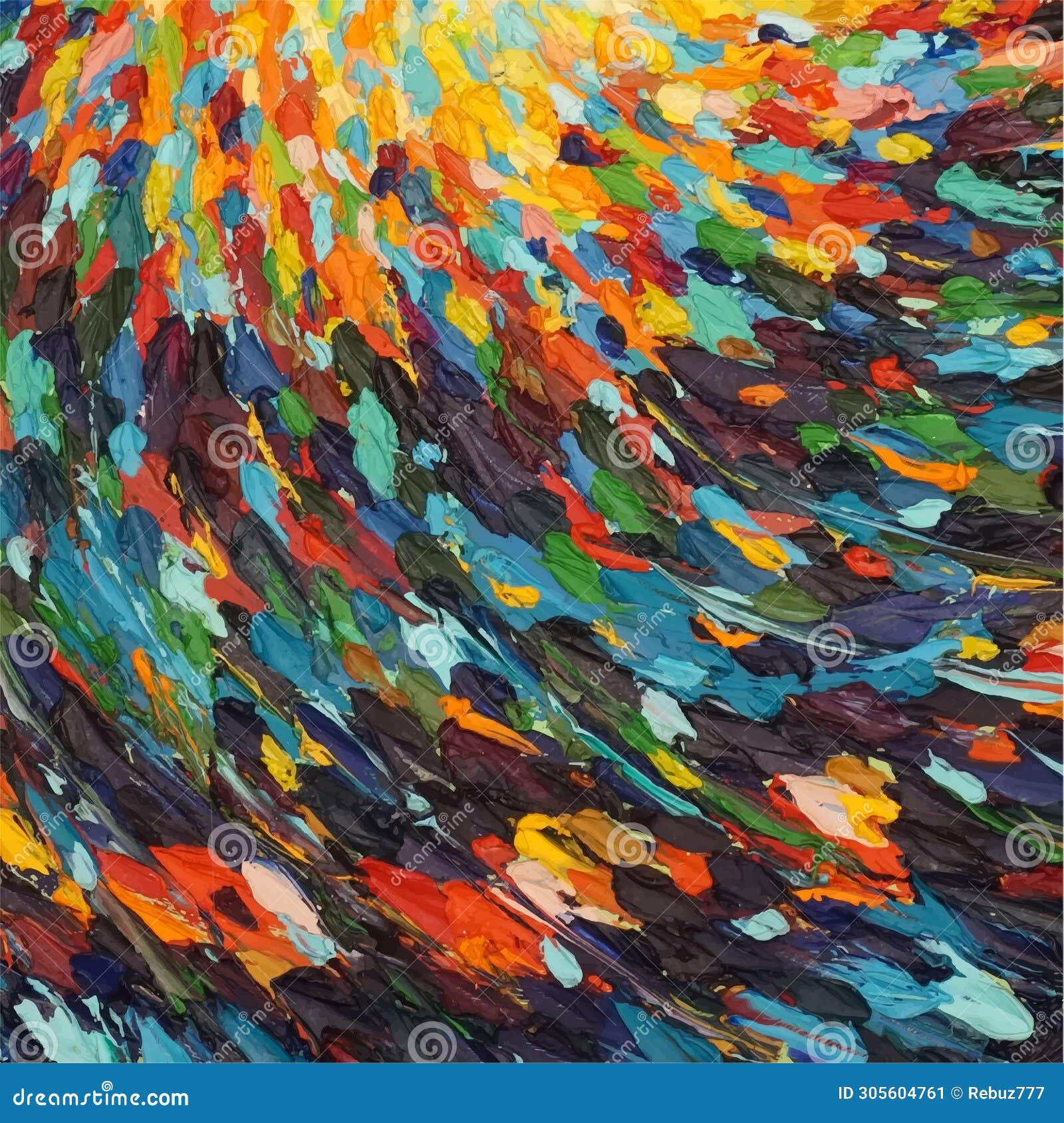 Sun Oil Painting Vector Illustration Art. Sunset Painting with Paints ...