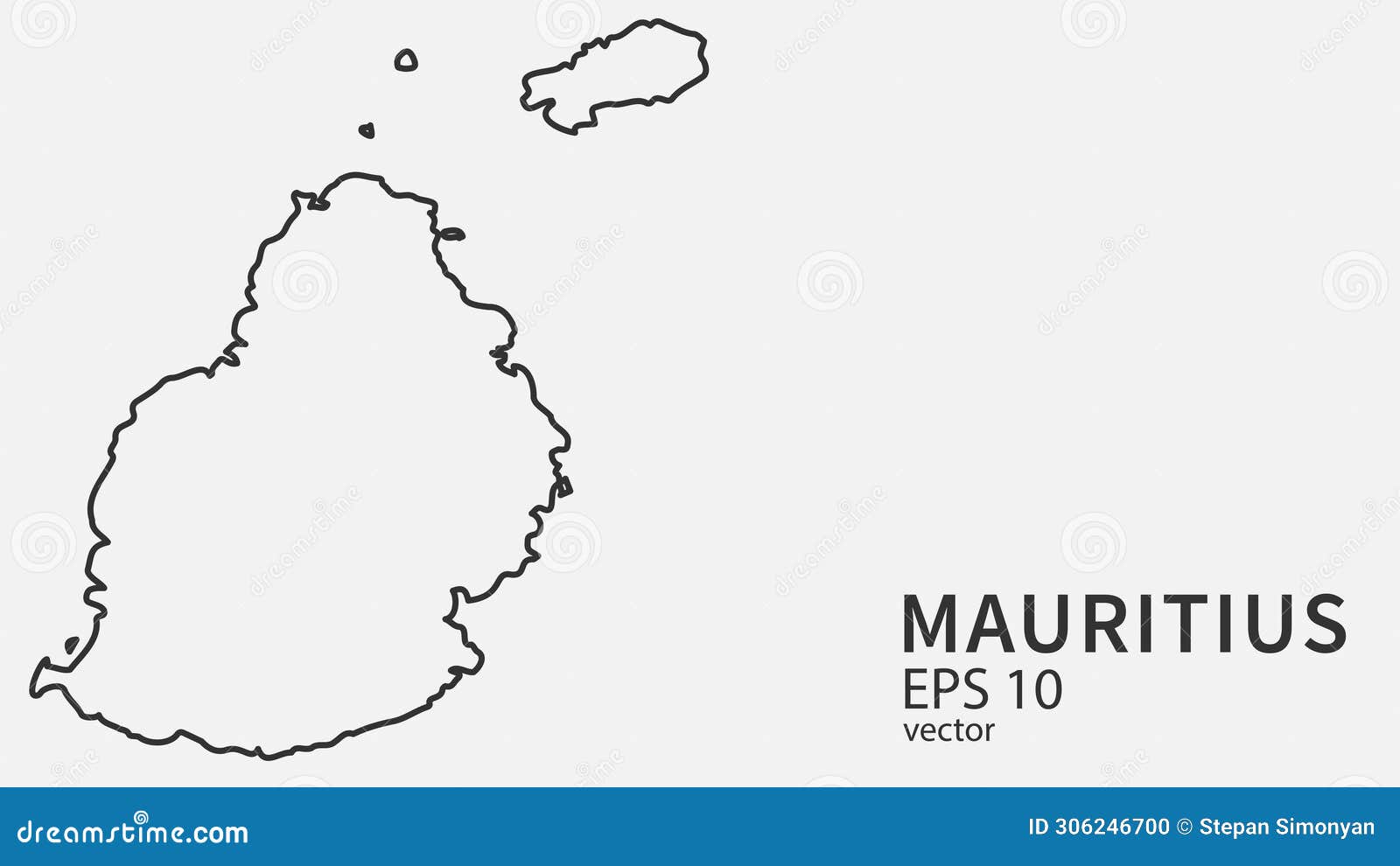 Vector Line Map Of Mauritius. Vector Design Isolated On White ...