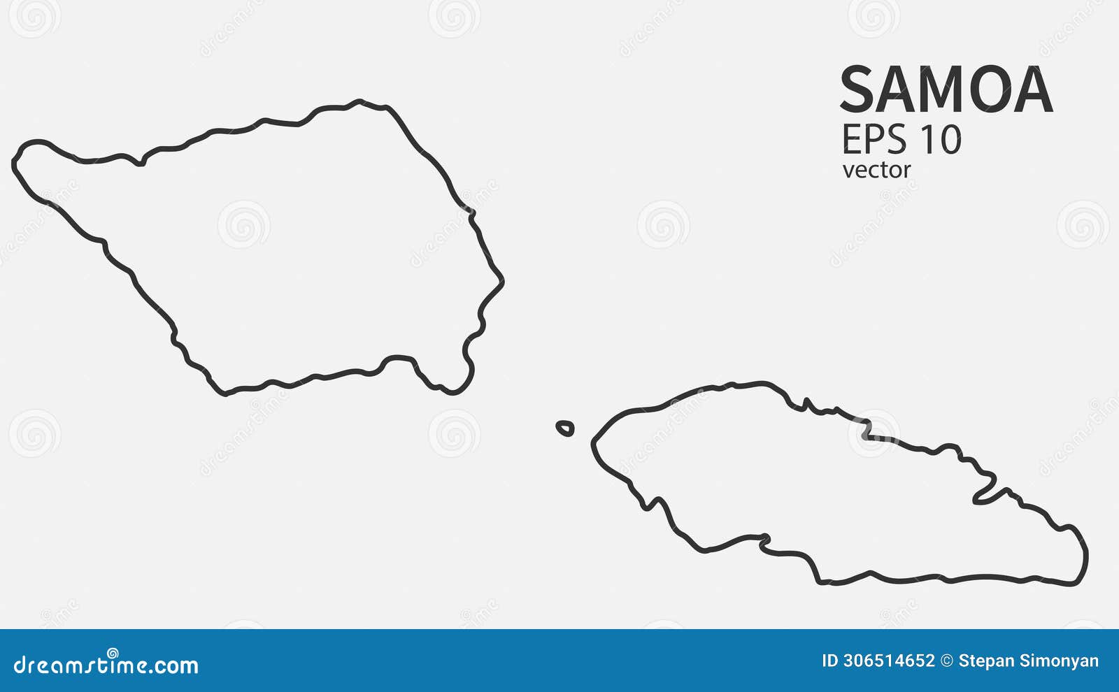 Vector Map Samoa. Isolated Vector Illustration. Black On White ...