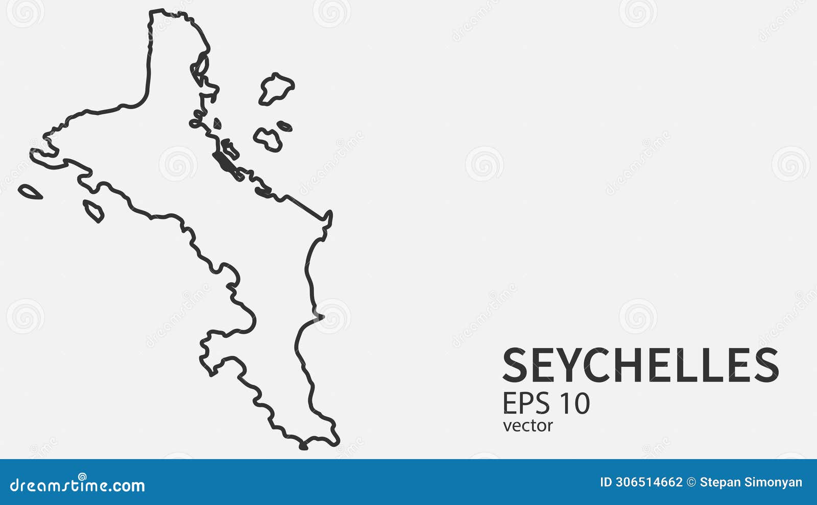 Vector Map Seychelles And Victoria. Isolated Vector Illustration. Black ...