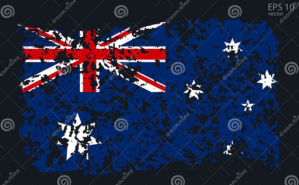Vector Flag of Australia. Illustration with Cracks and Abrasions.Web ...