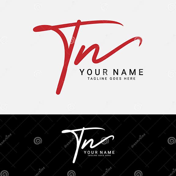 T, N, TN Initial Letter Logo. Alphabet TN Handwritten Signature Logo ...
