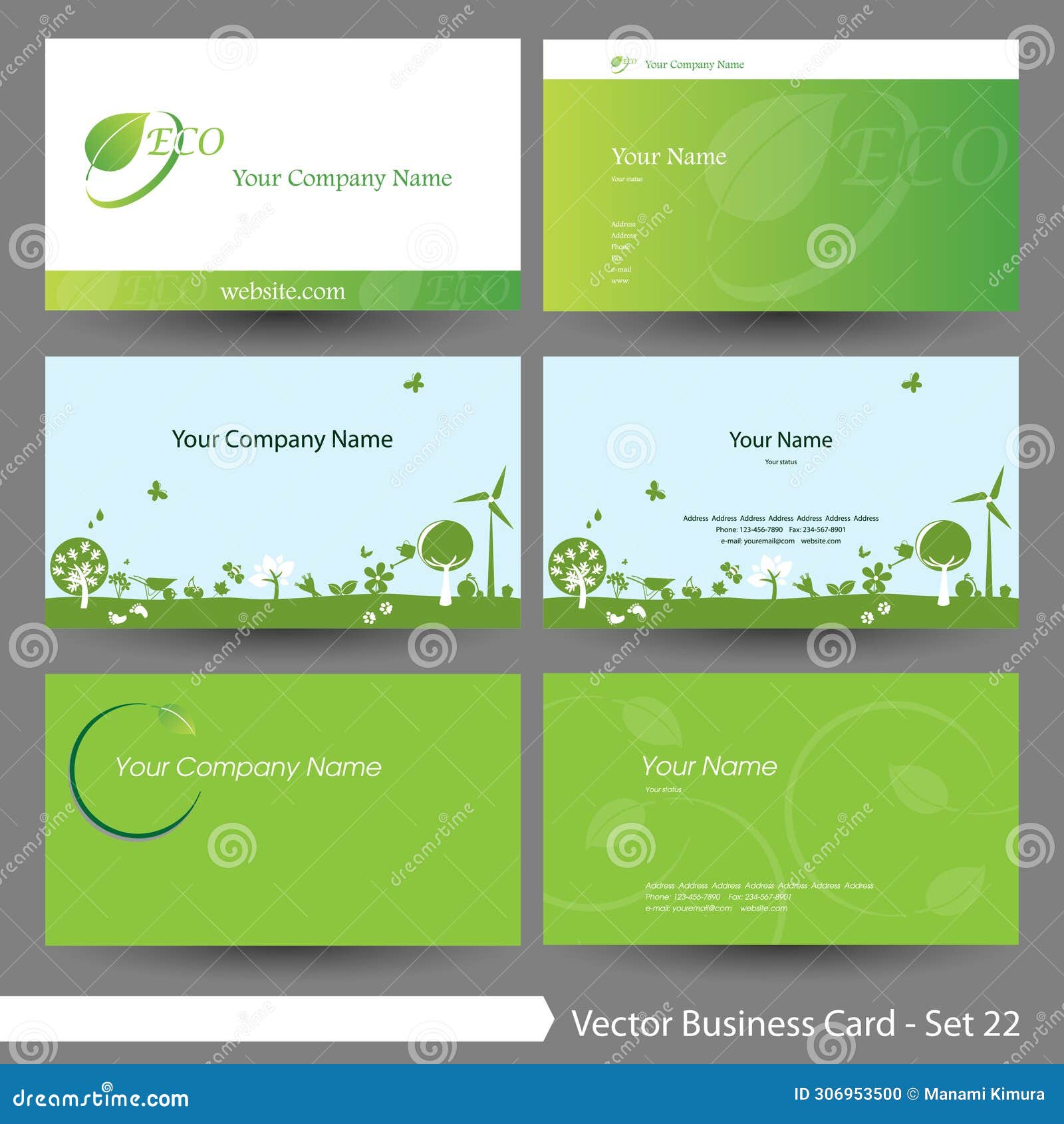 Set of 6 Environmental Business Card Template Stock Vector ...