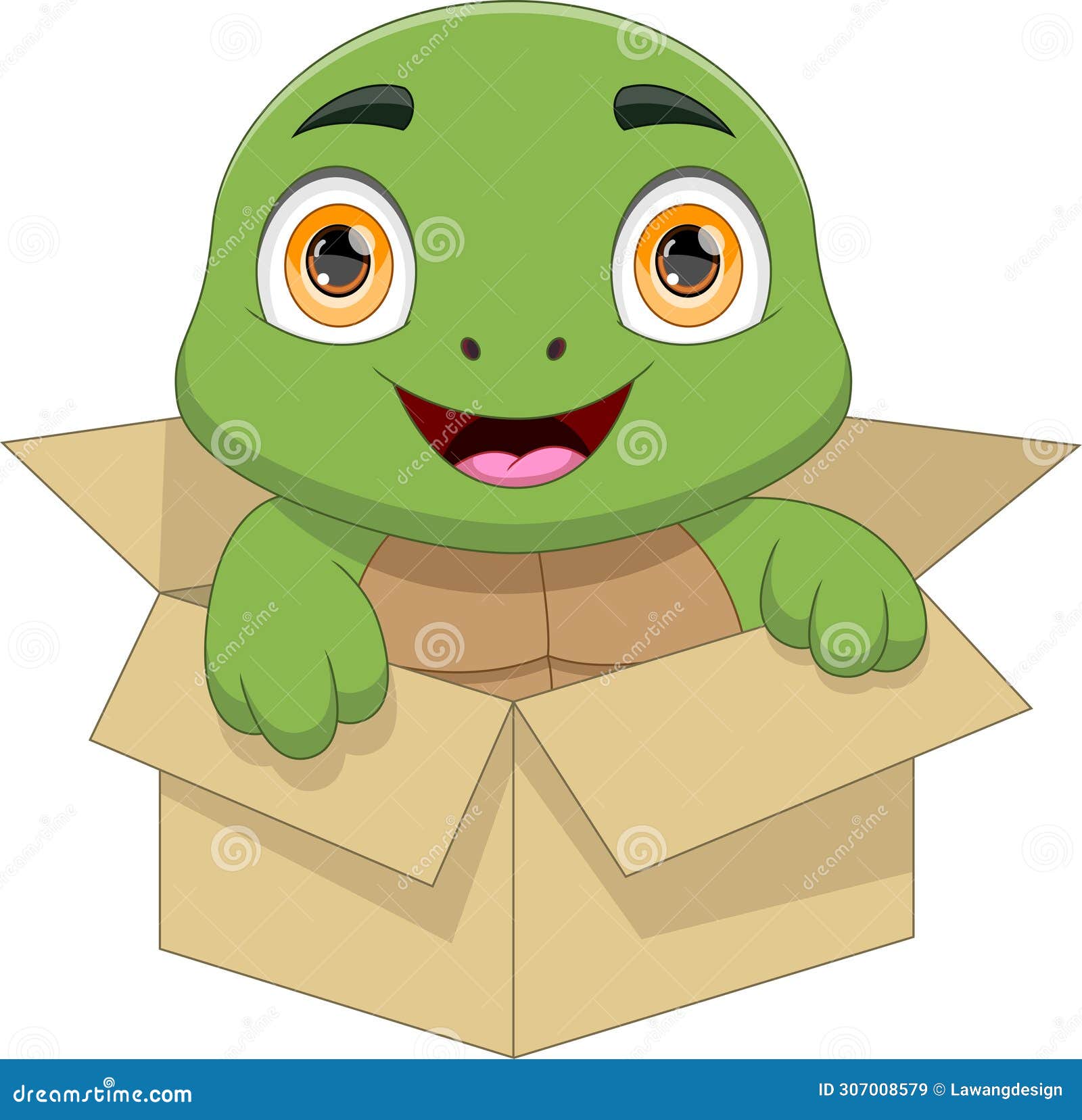 Cute Turtle in the Box Cartoon Stock Illustration - Illustration of ...