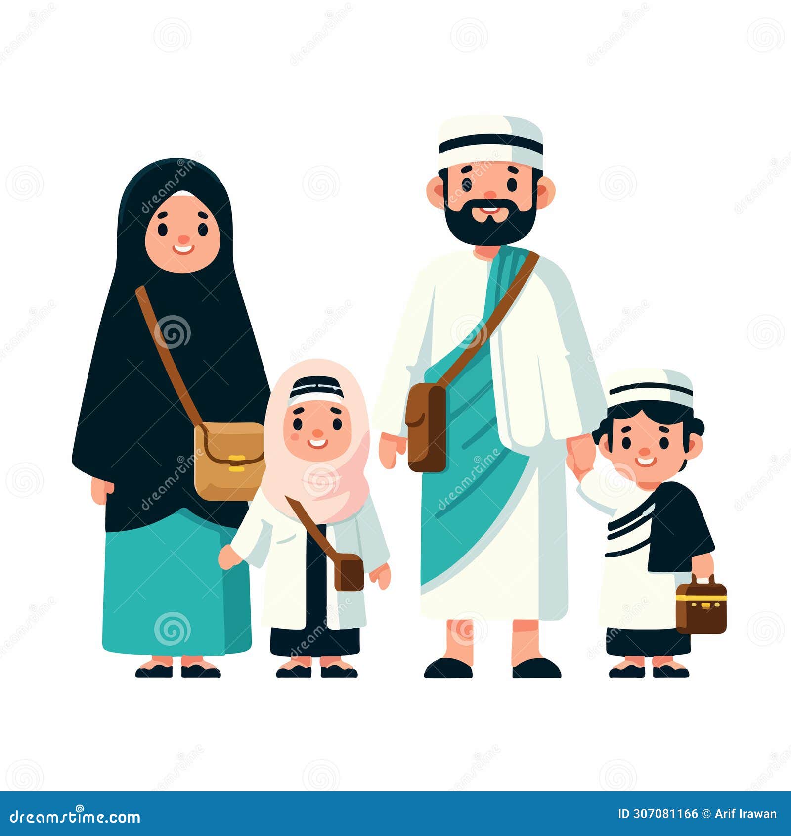Umrah Hajj To Mecca People Cartoon Art Stock Vector - Illustration of ...