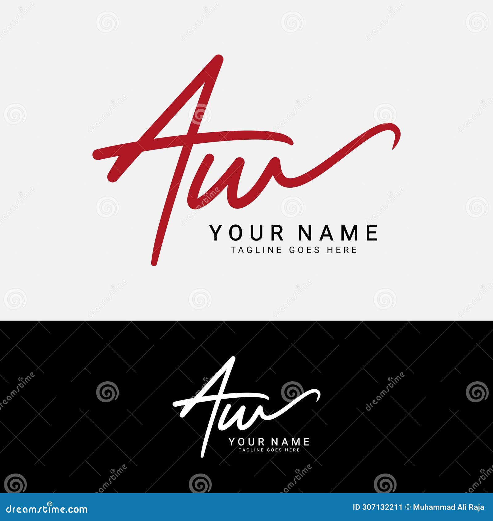 A, W, AW Initial Letter Logo. Alphabet AW Handwritten Signature Logo ...