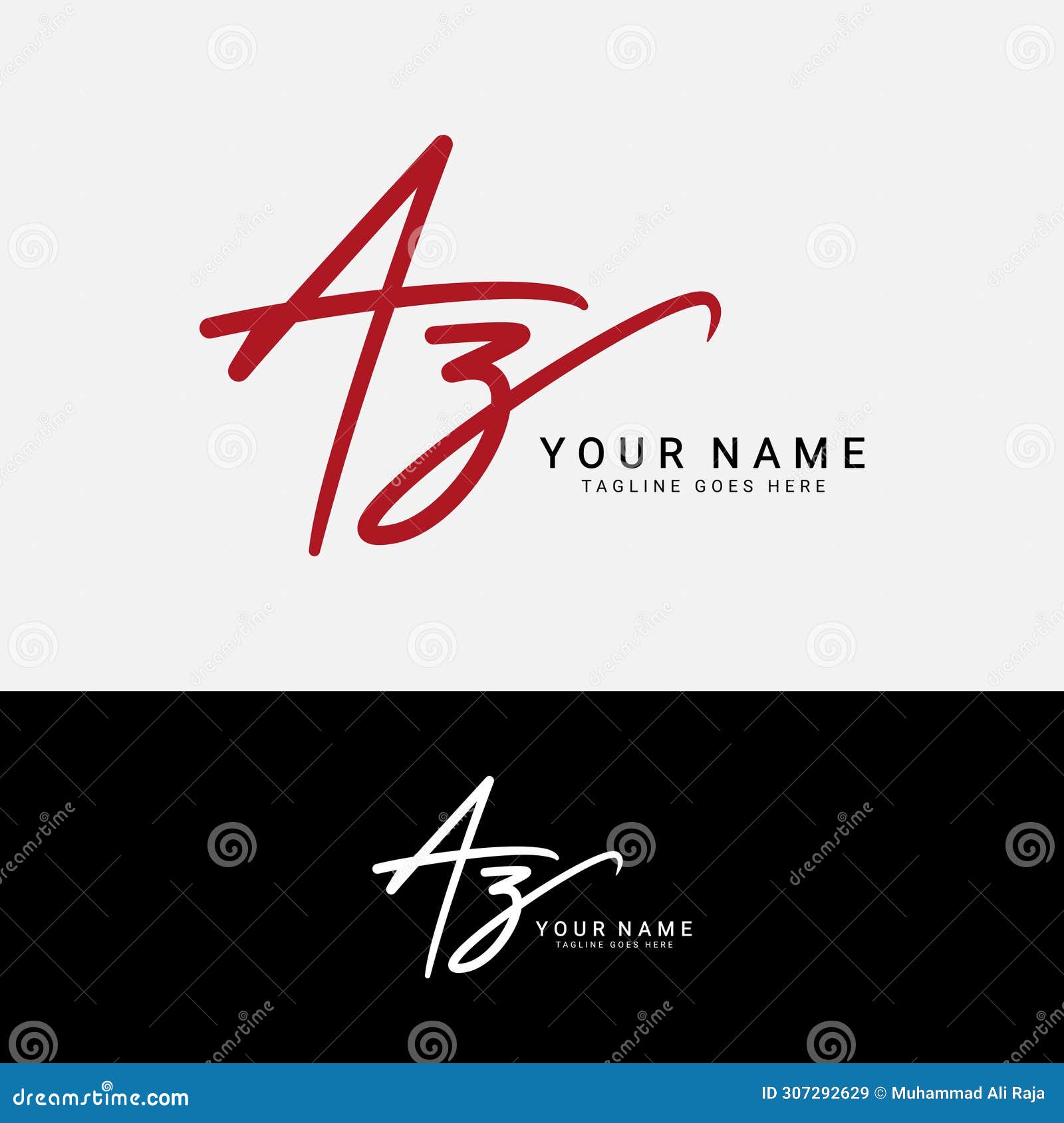 A, Z, AZ Initial Letter Logo. Alphabet AZ Handwritten Signature Logo ...