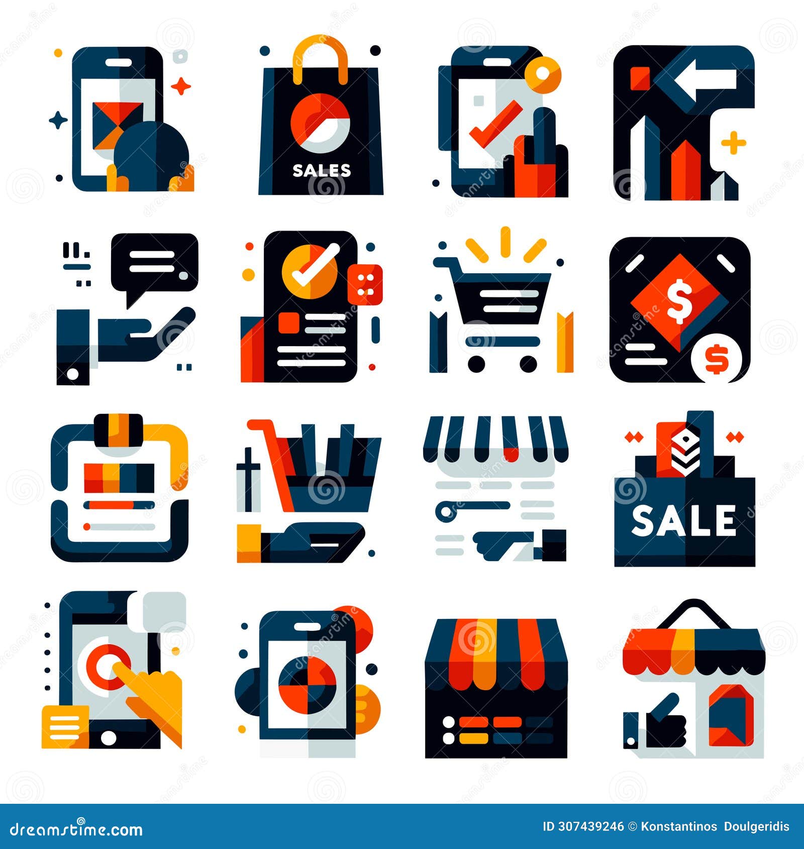 Set of Online Sale Icons in White Background. Stock Vector ...