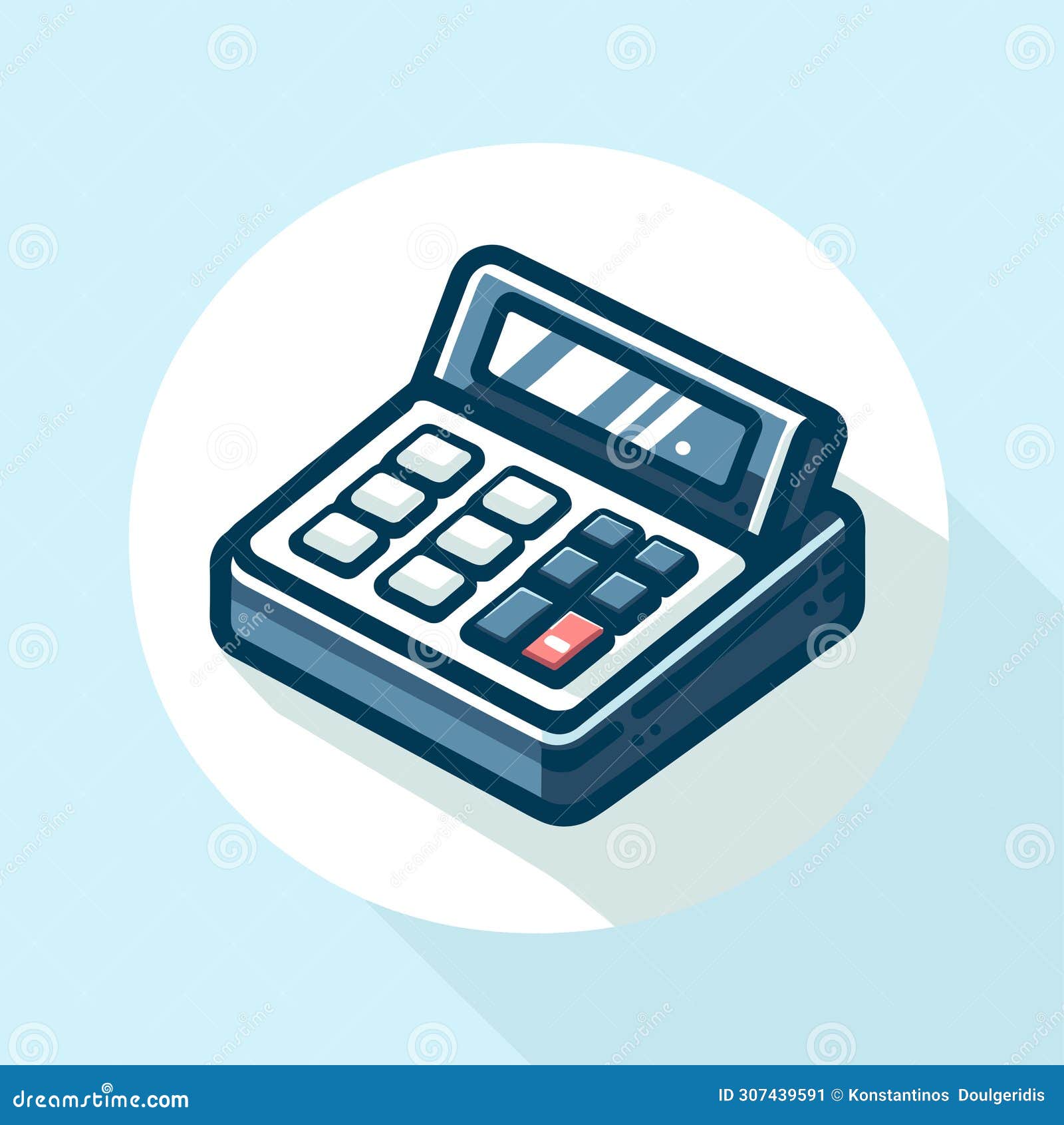 Cashier Machine Icon in Blue Tones and Simple Flat Style. Stock Vector ...