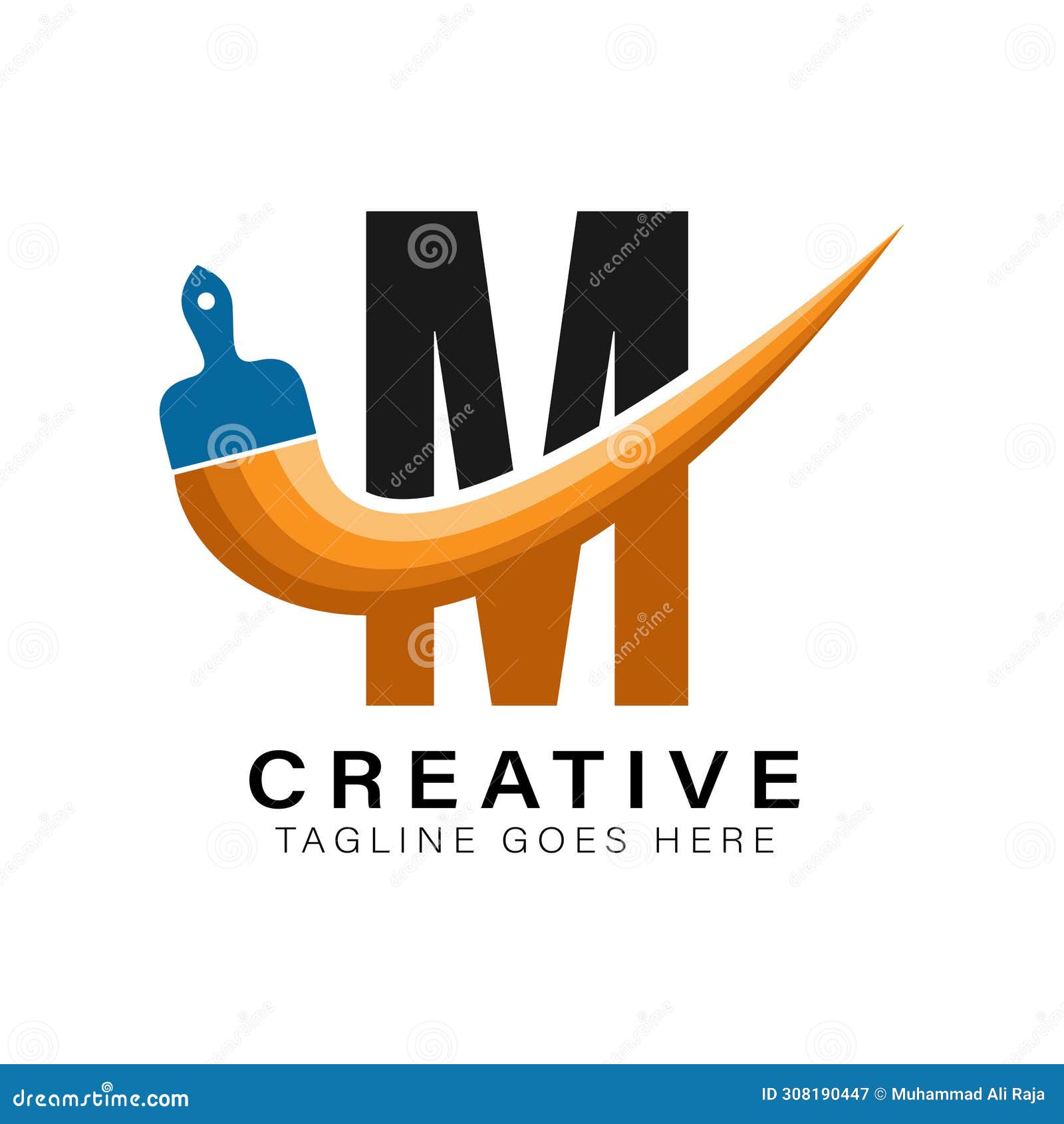Letter M Paint Brush Logo. Alphabet M House Paint Business Icon Stock ...