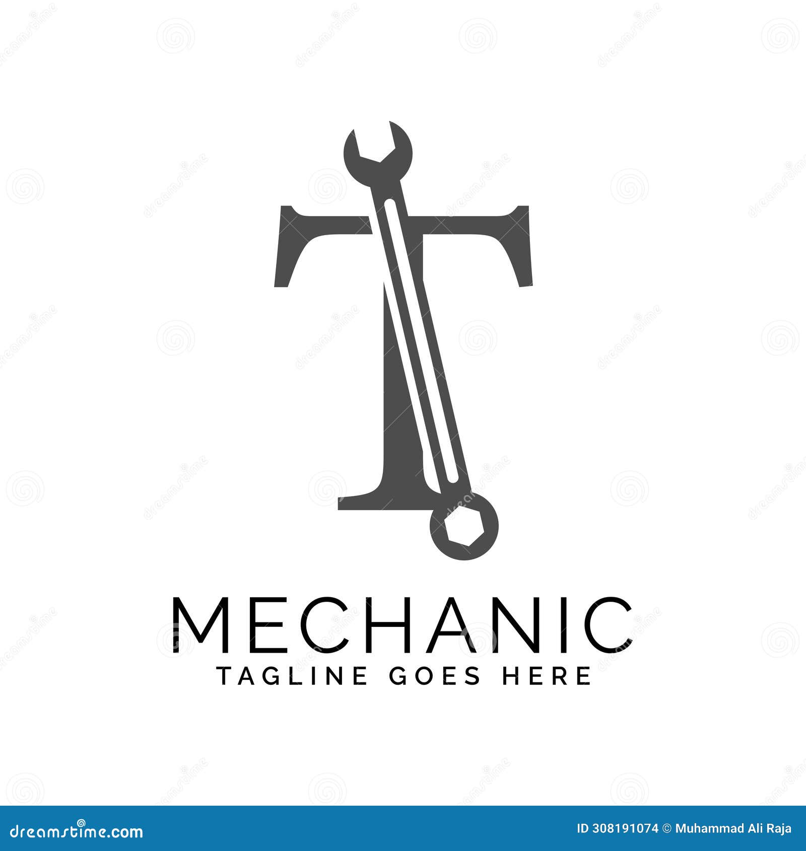 Letter T Logo with Wrench. Alphabet T Spanner Logo Design Stock Vector ...