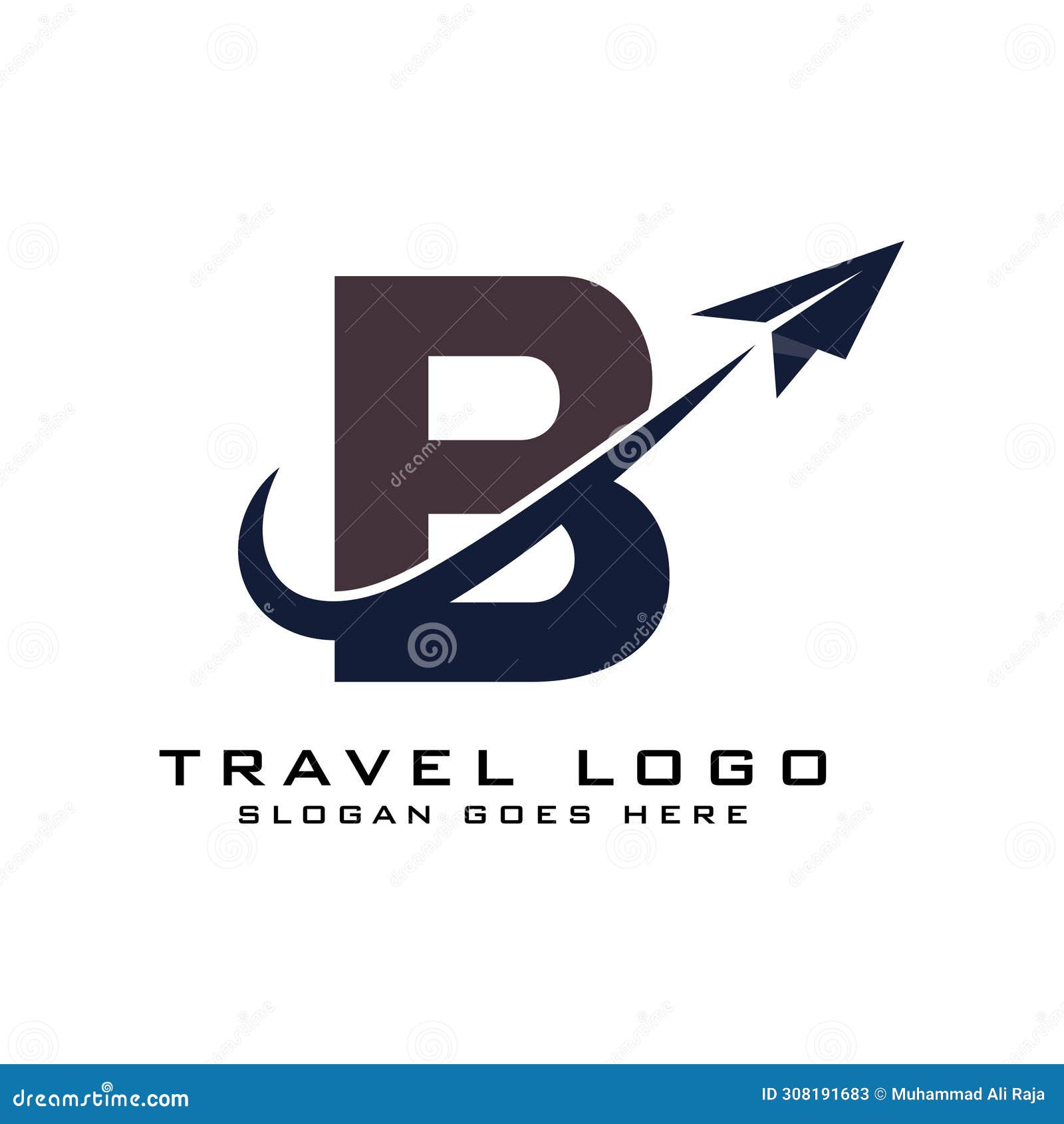 Letter B Travel Logo Icon Design with Plane Graphic Element for Travel ...