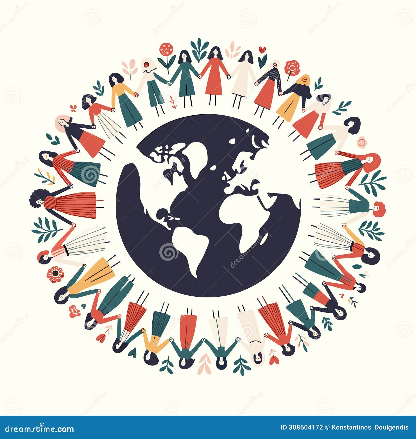Illustration of Women from All Over the World Coming Together Stock ...