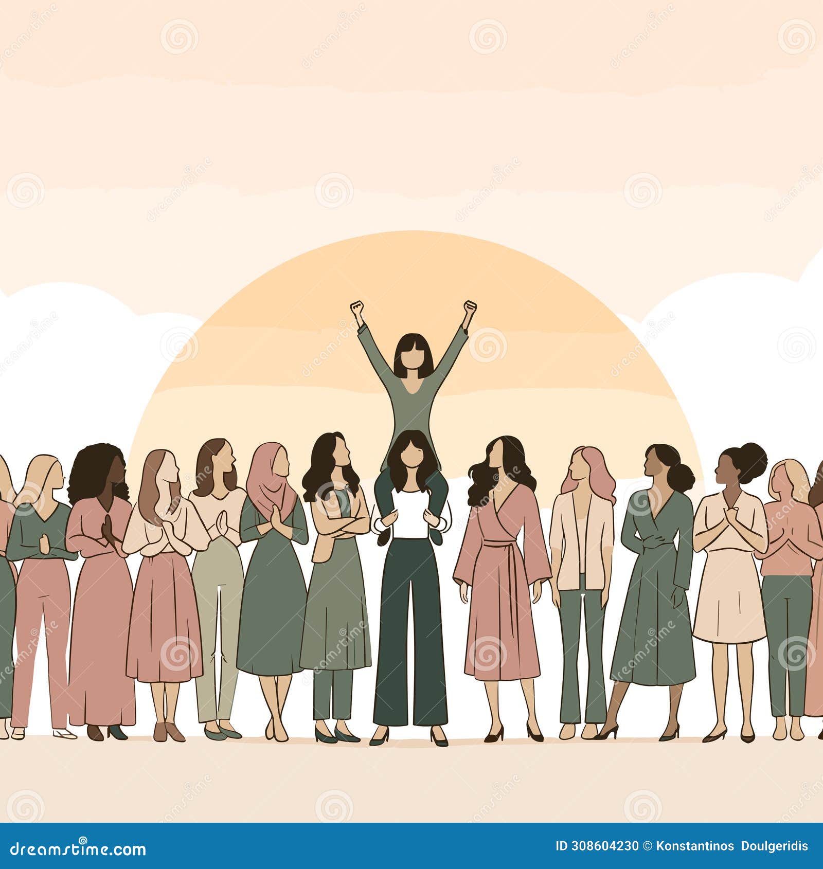 Illustration of Women Supporting Other Women and Standing Together ...