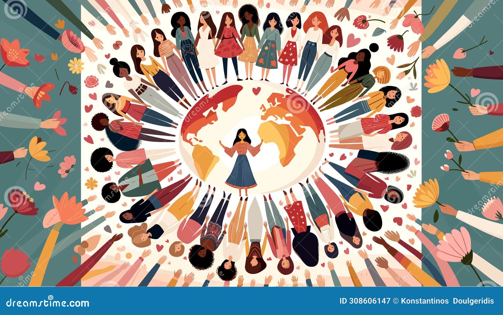 Illustration of Women from All Over the World Coming Together. Stock ...
