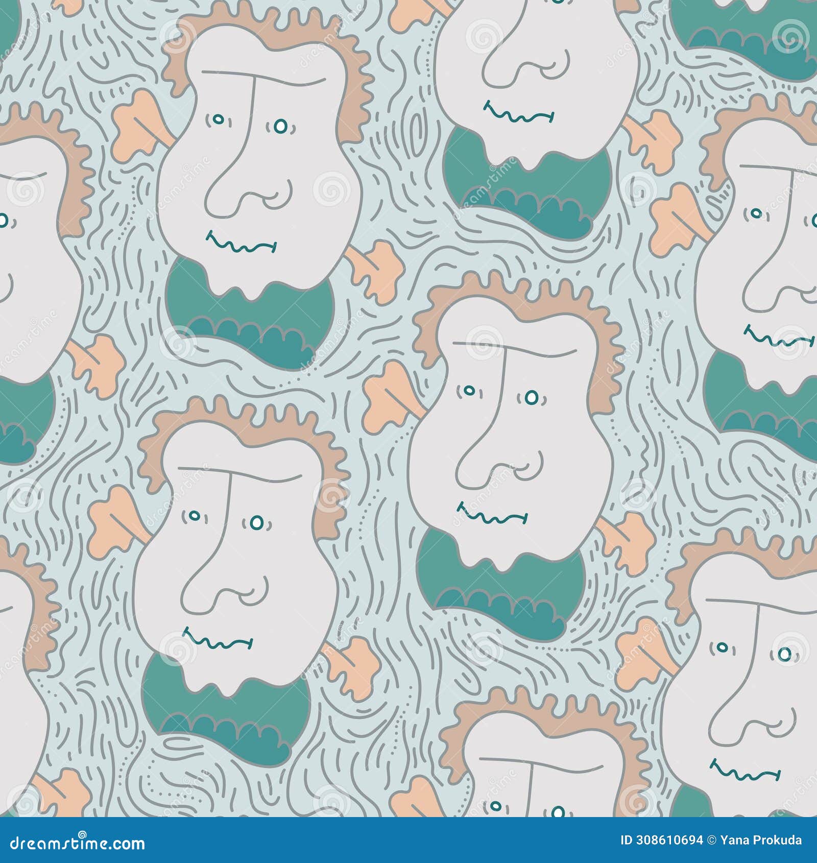 Unique Seamless Backdrop with Chaotic Repeat Abstract Human Faces Stock ...