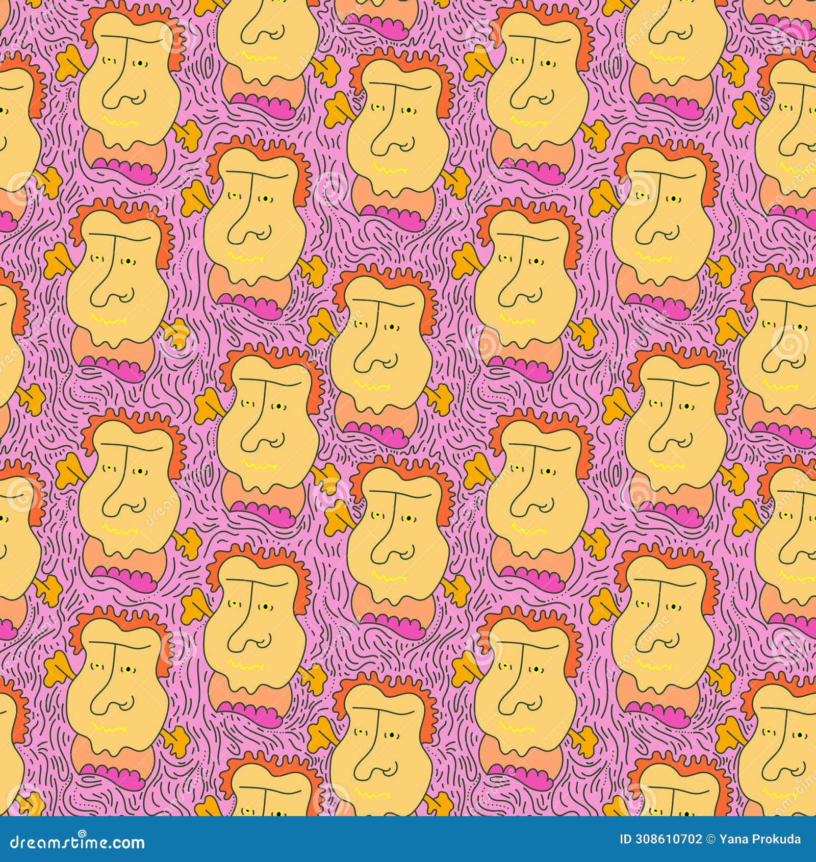 Unique Seamless Backdrop with Chaotic Repeat Abstract Human Faces Stock ...