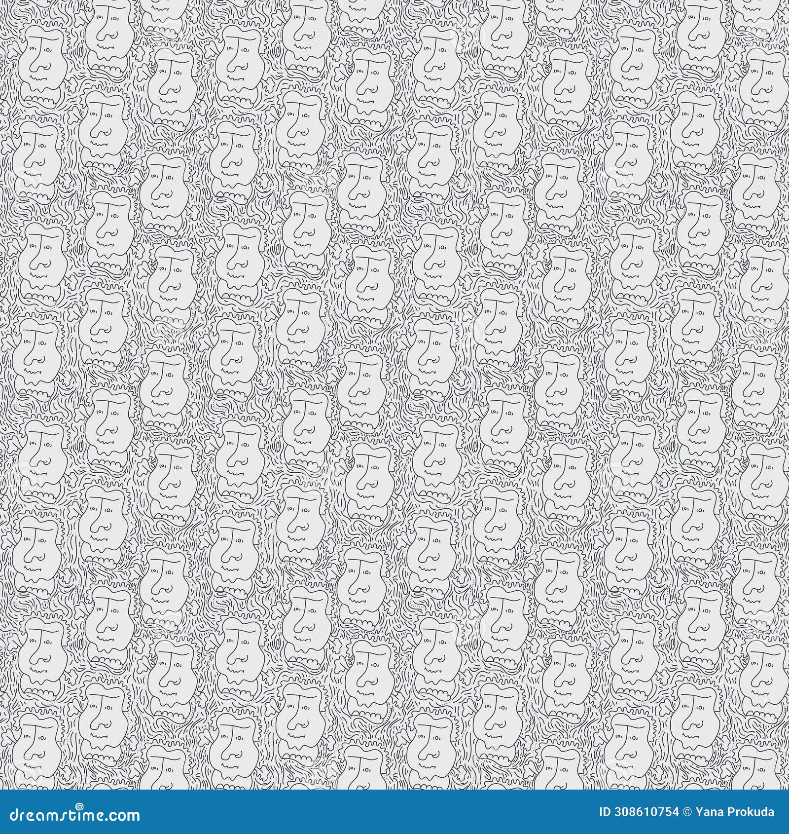 Unique Seamless Backdrop with Chaotic Repeat Abstract Human Faces Stock ...