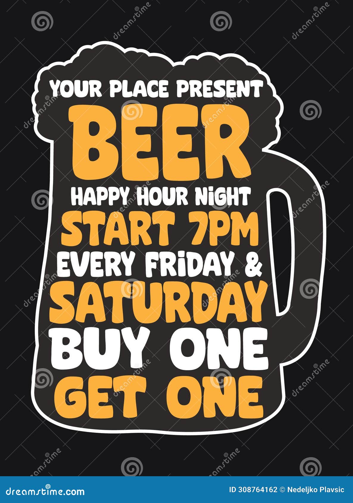 Happy Hour Night Poster Flyer Social Media Post Design Stock Vector ...