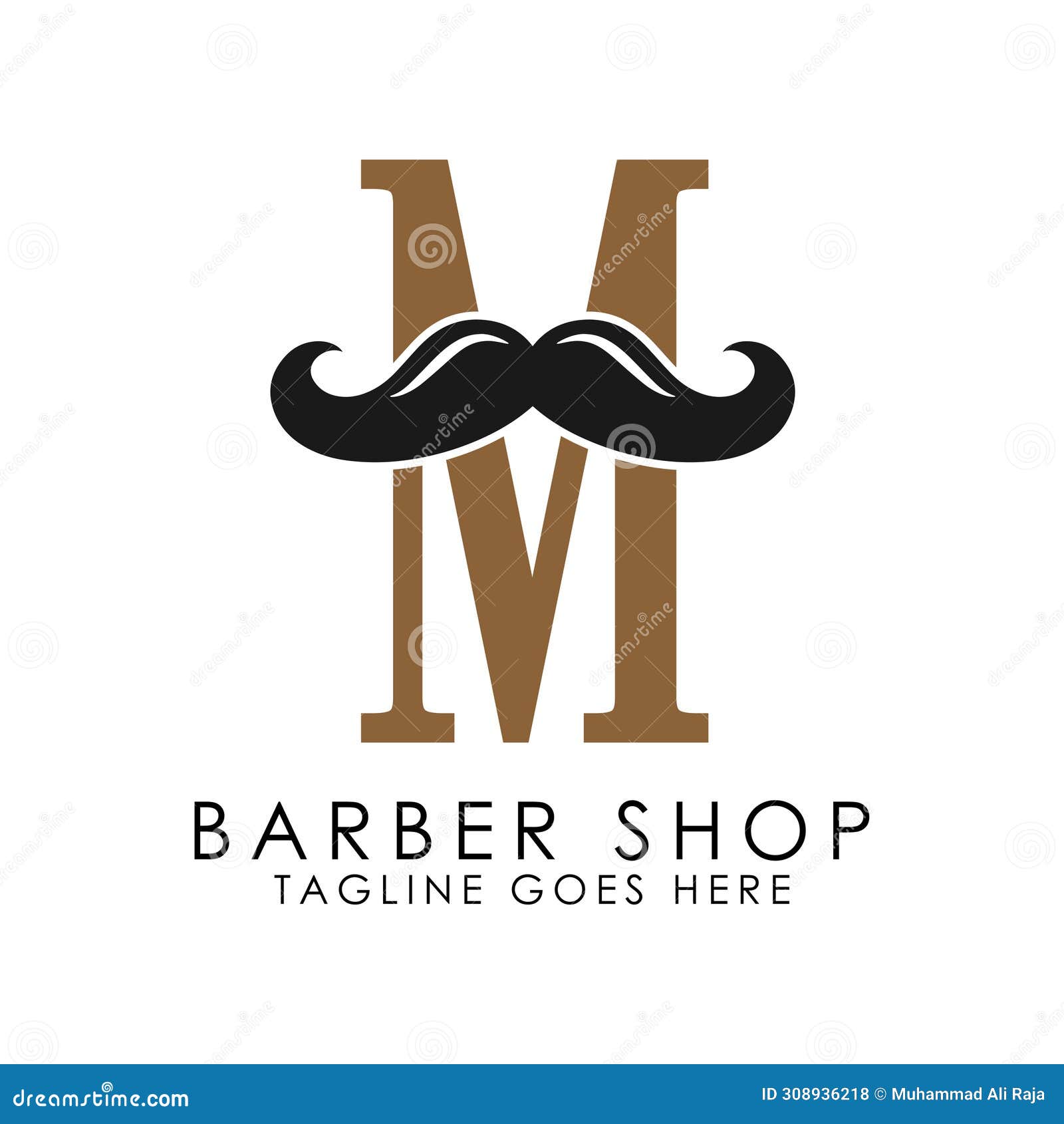 Initial Letter M Mustache Logo Design. Alphabet M Barber Shop Icon ...