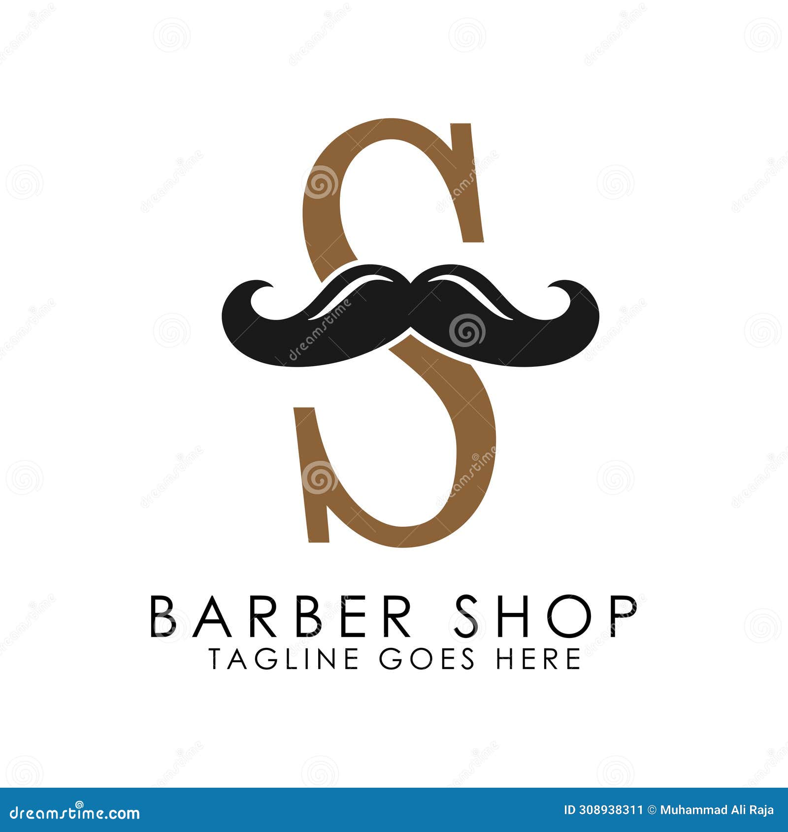 Initial Letter S Mustache Logo Design. Alphabet S Barber Shop Icon ...