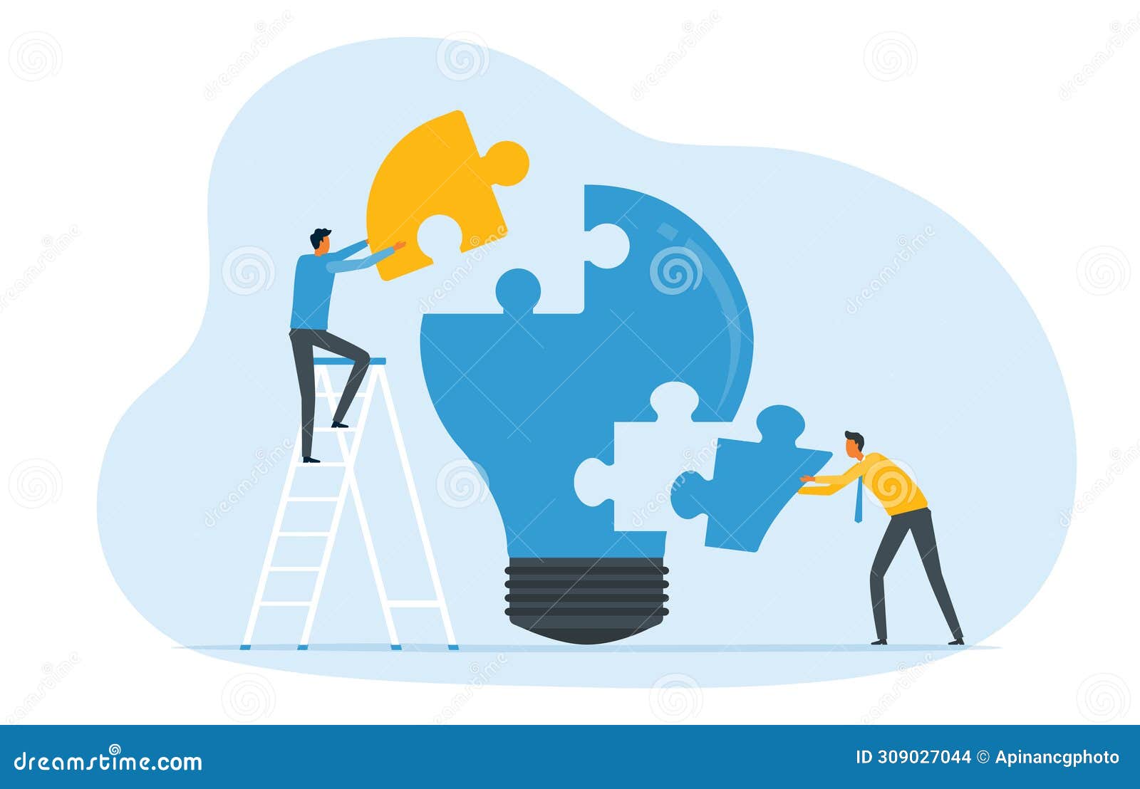 Business Thinking Process and Creativity Work Concept. Two Businessmen ...