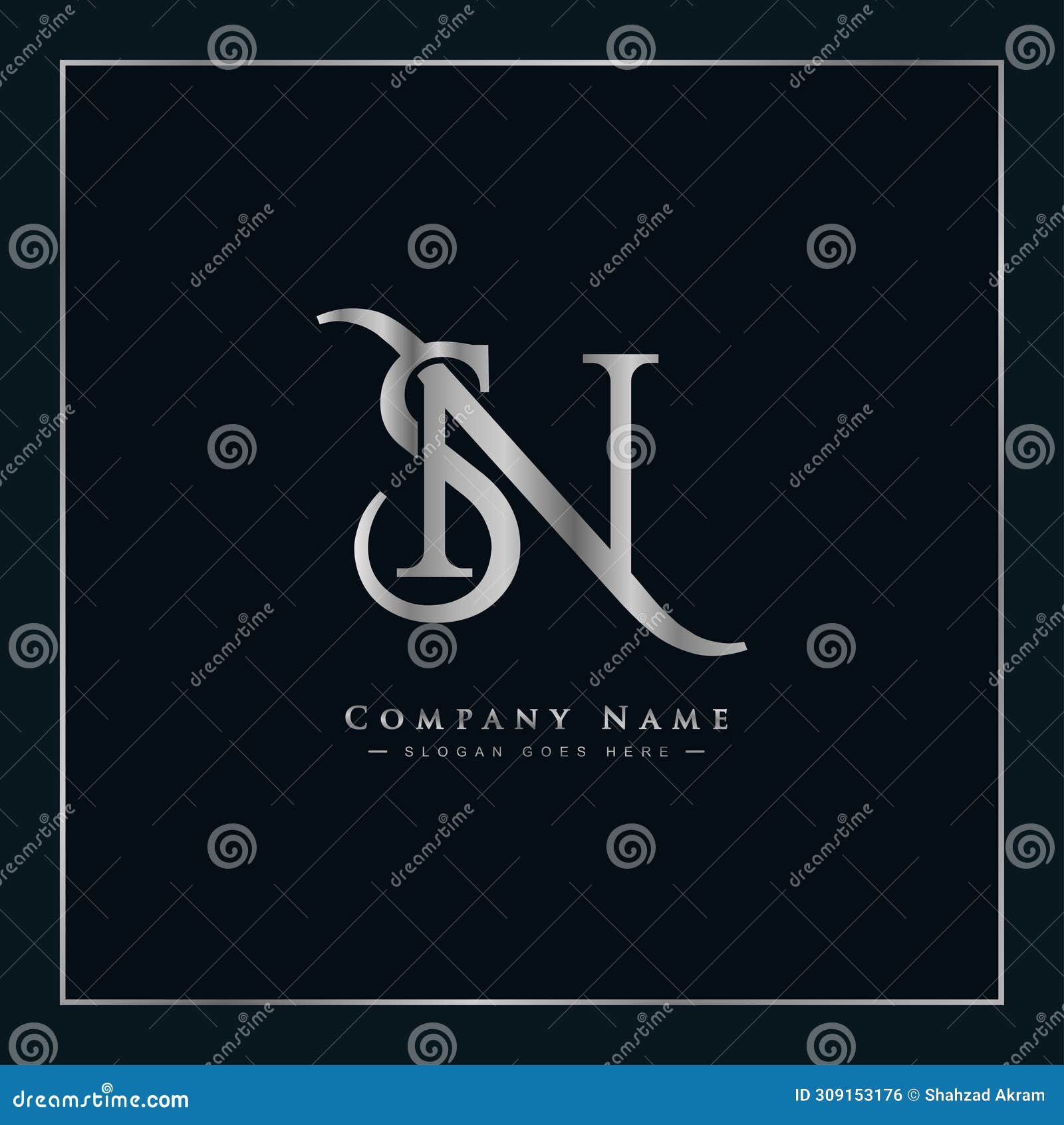 Creative Logo for Initials SN in Monogram Style - Vector Template for ...