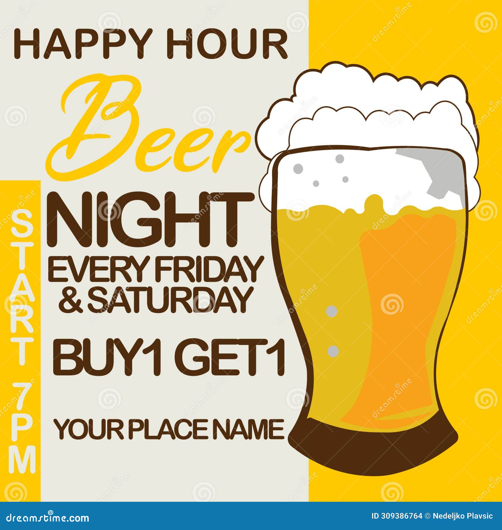 Happy Beer Hour Party Poster Flyer Social Media Post Design Stock ...
