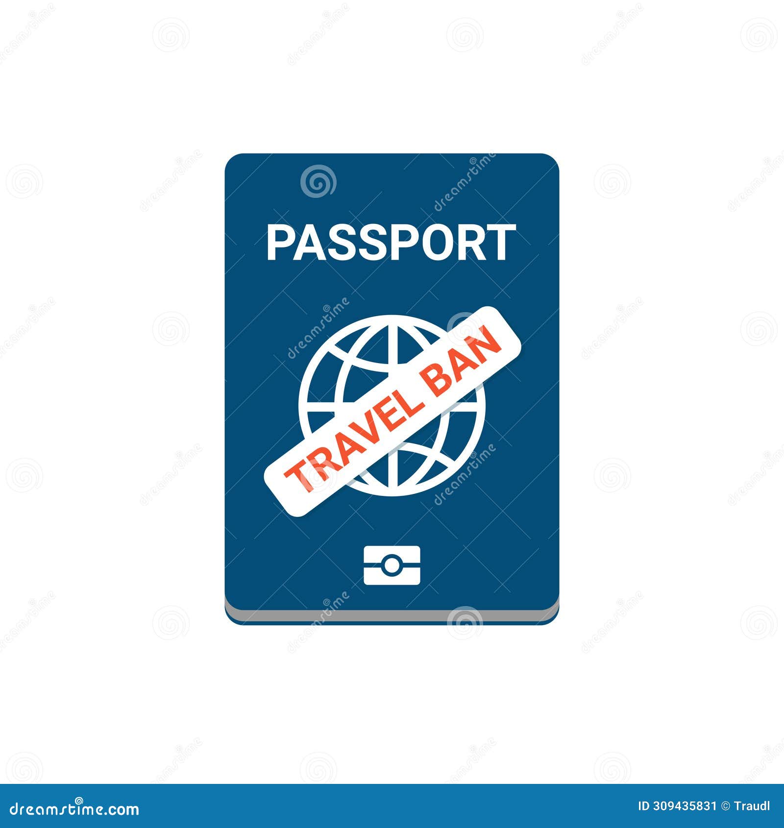 Blue Passport with a Red Travel Ban Stamp Signifying Restricted ...
