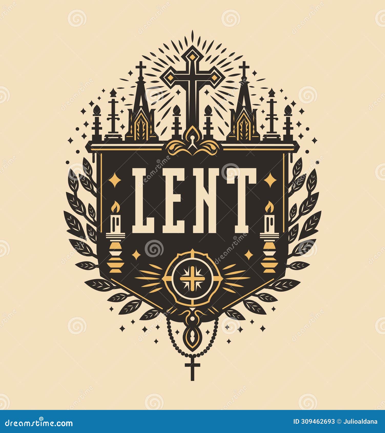 Lent Church Design Catolic Religious Tradition Holiday Stock Vector ...