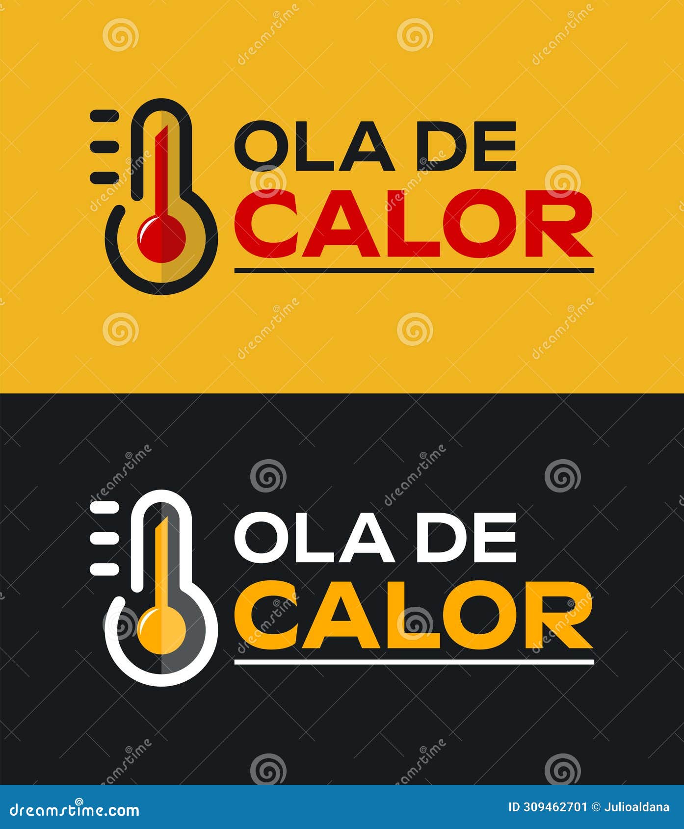 Ola De Calor, Heat Wave Spanish Text, Vector Weather Warning Sign ...