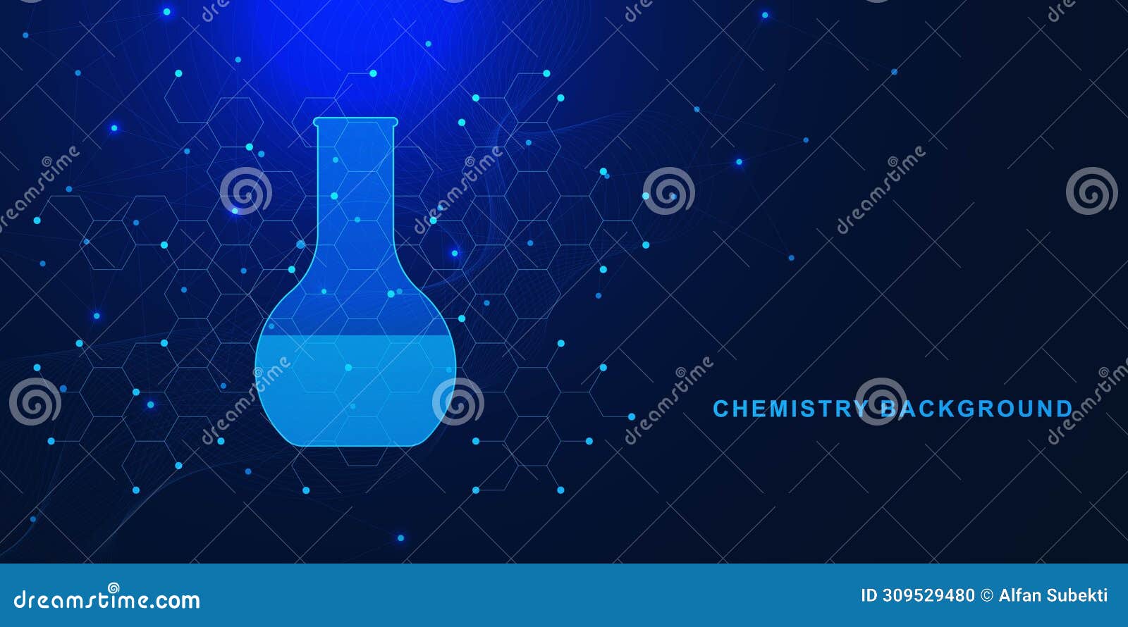 Chemistry Concept with Lab Flask. Molecular Structure and Glowing ...