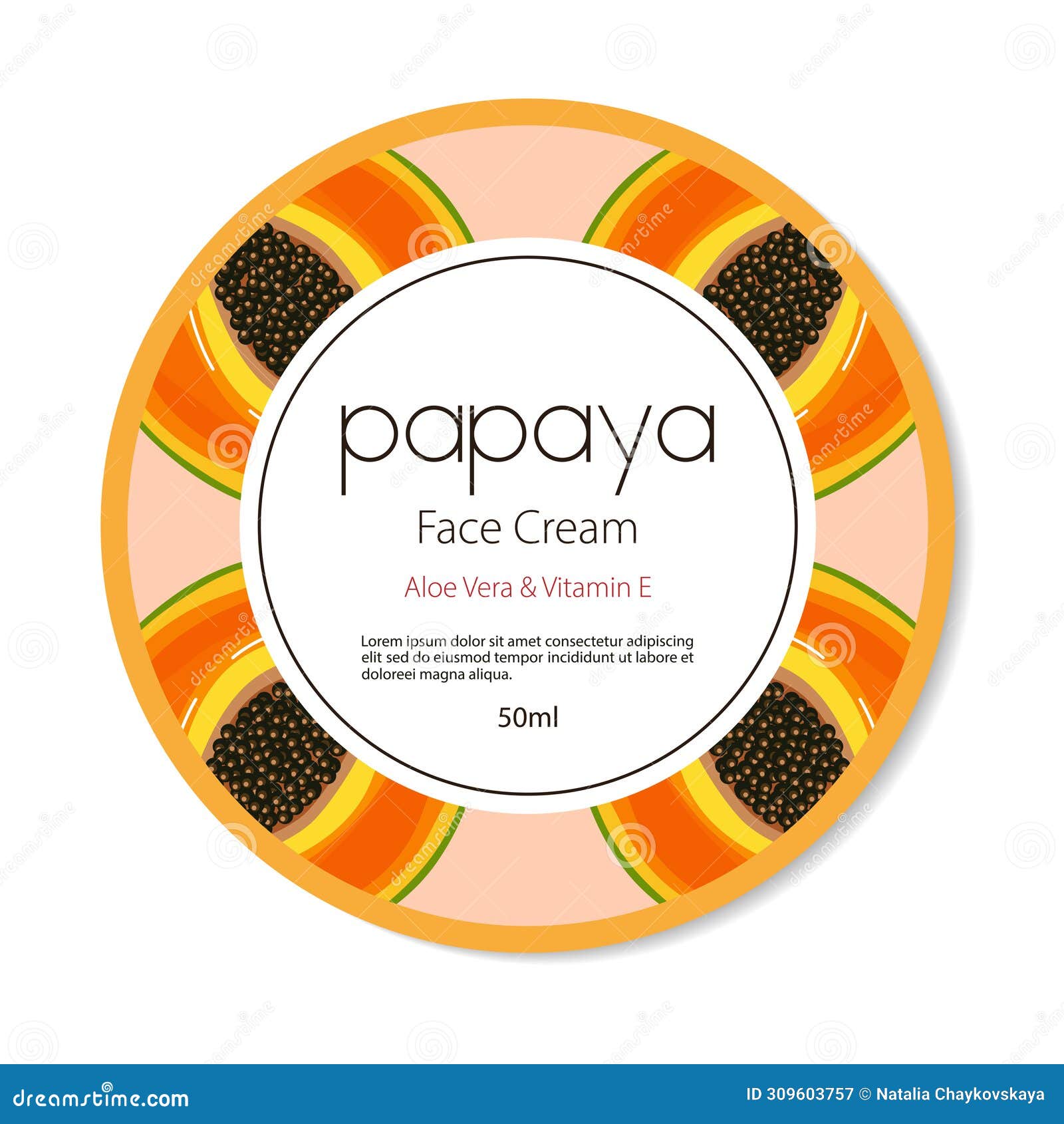 Vector Label of Face Cream with Papaya Image. Stock Vector ...