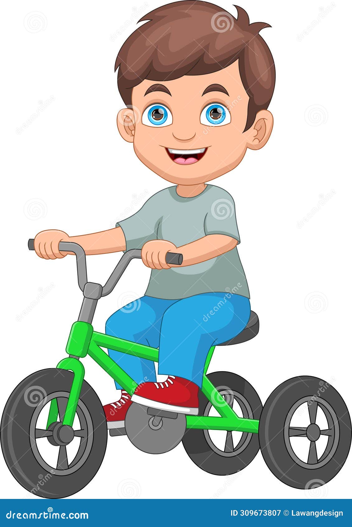 Little Boy Riding Tricycle Cartoon Stock Vector - Illustration of child ...