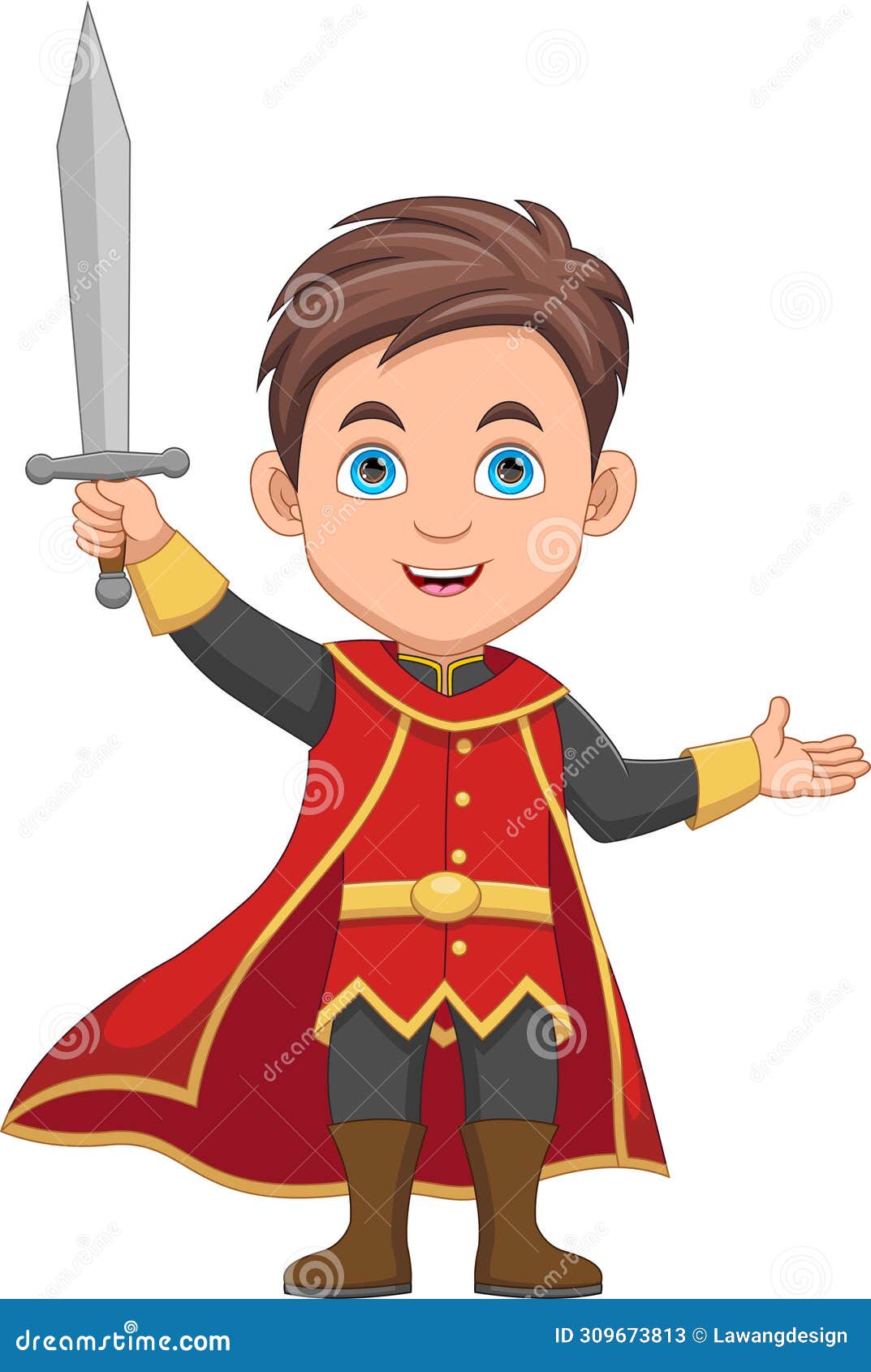 Prince Boy Holding Sword Cartoon Stock Vector - Illustration of magic ...