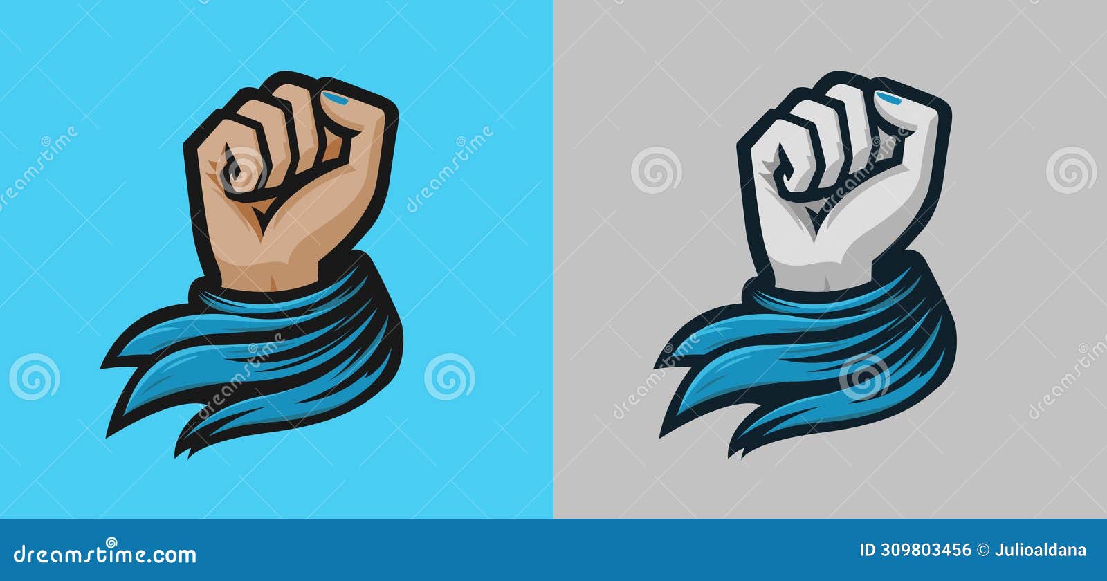 Fist With Blue Lightning Illustration Cartoon Vector | CartoonDealer ...