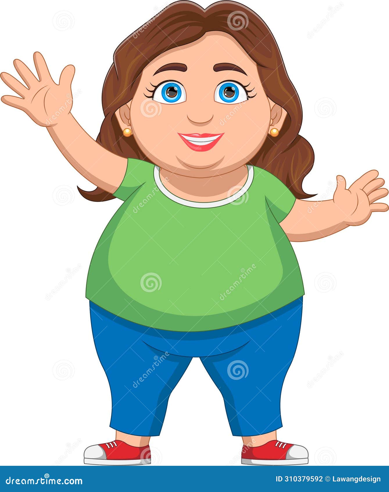 Happy Fat Woman Waving Cartoon Stock Vector - Illustration of modern ...
