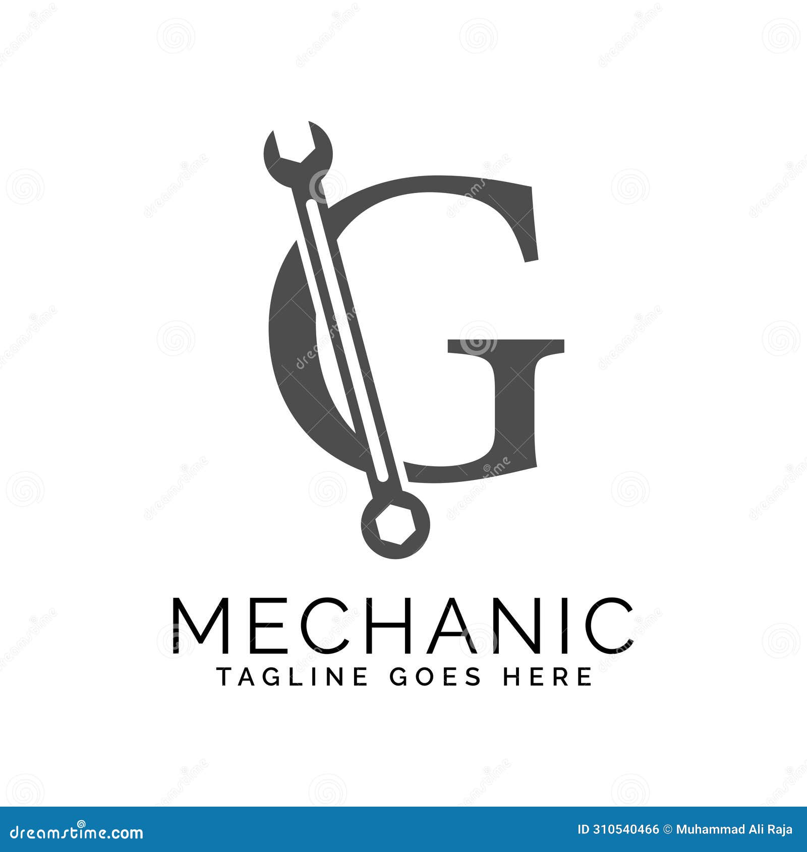 Letter G Logo with Wrench. Alphabet G Spanner Icon Design Stock Vector ...