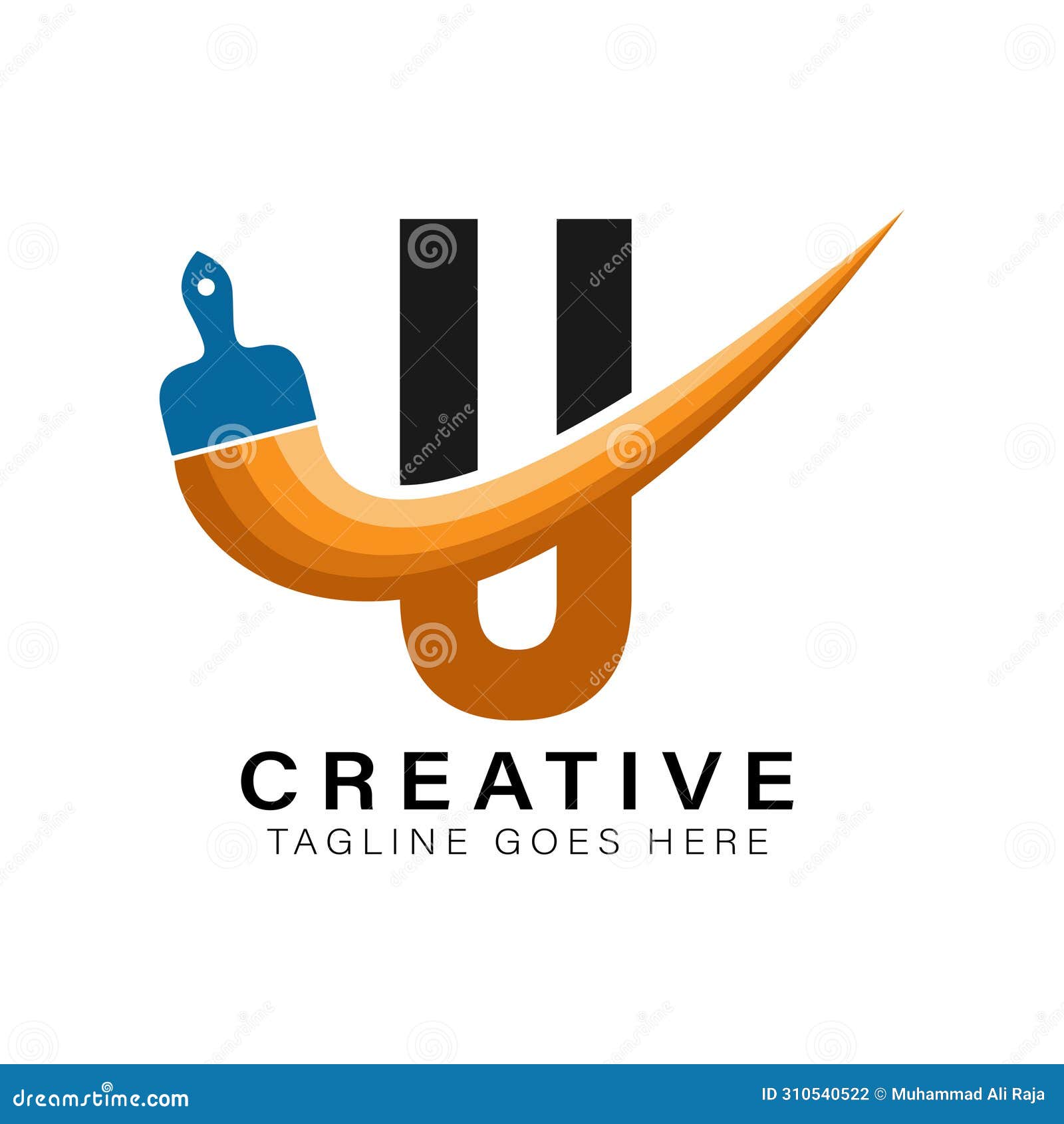 Letter U Paint Brush Logo. Alphabet U House Paint Business Icon Stock ...