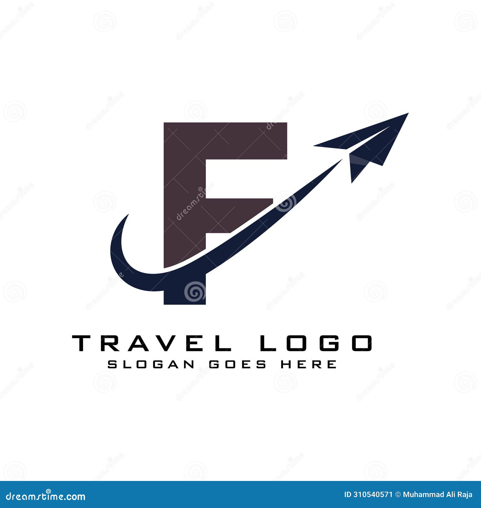 Letter F Travel Logo Icon Design with Plane Graphic Element for Travel ...
