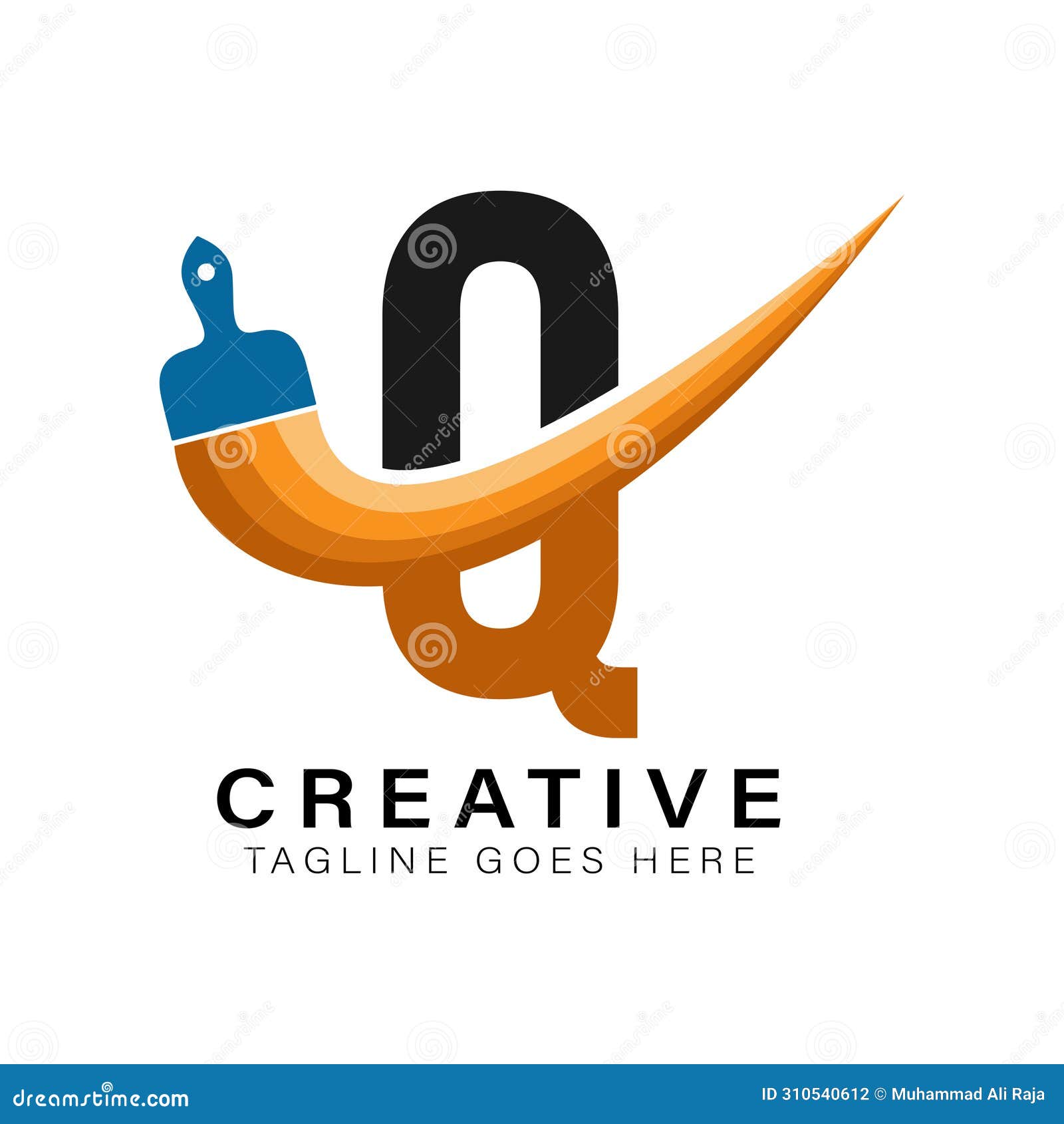 Letter Q Paint Brush Logo. Alphabet Q House Paint Business Icon Stock ...