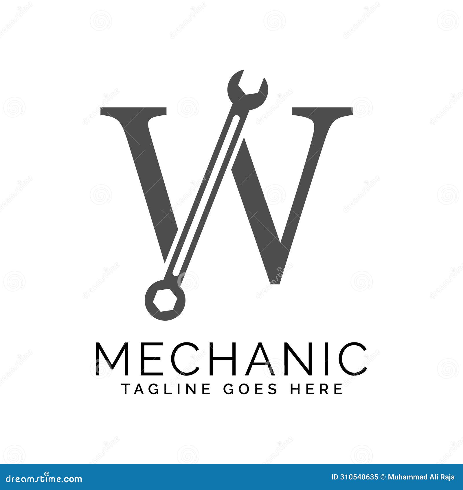 Letter W Logo with Wrench. Alphabet W Spanner Icon Design Stock Vector ...