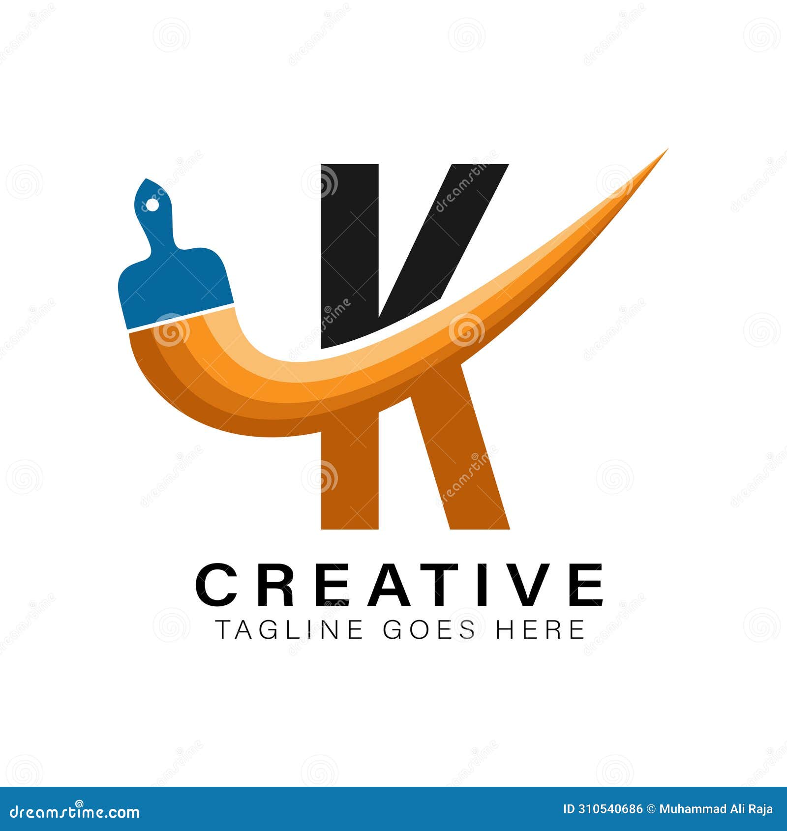 Letter K Paint Brush Logo. Alphabet K House Paint Business Icon Stock ...